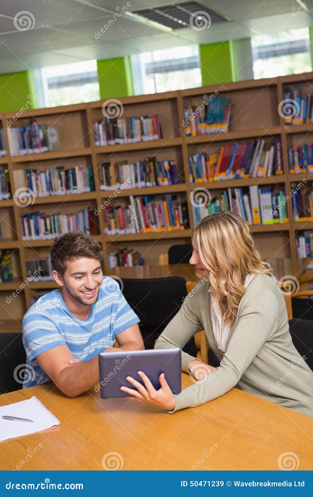Student Getting Help from Tutor in Library Stock Image - Image of ...