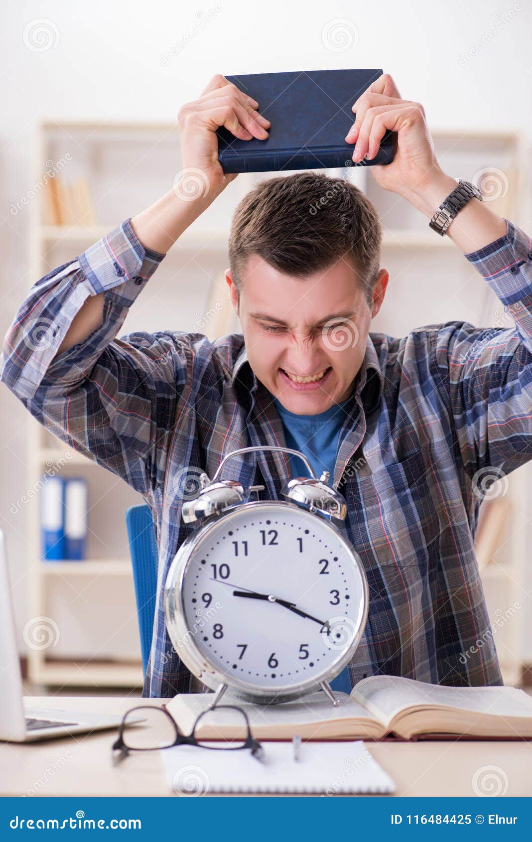 The Student Getting Late with Exam Preparation Stock Image - Image of ...