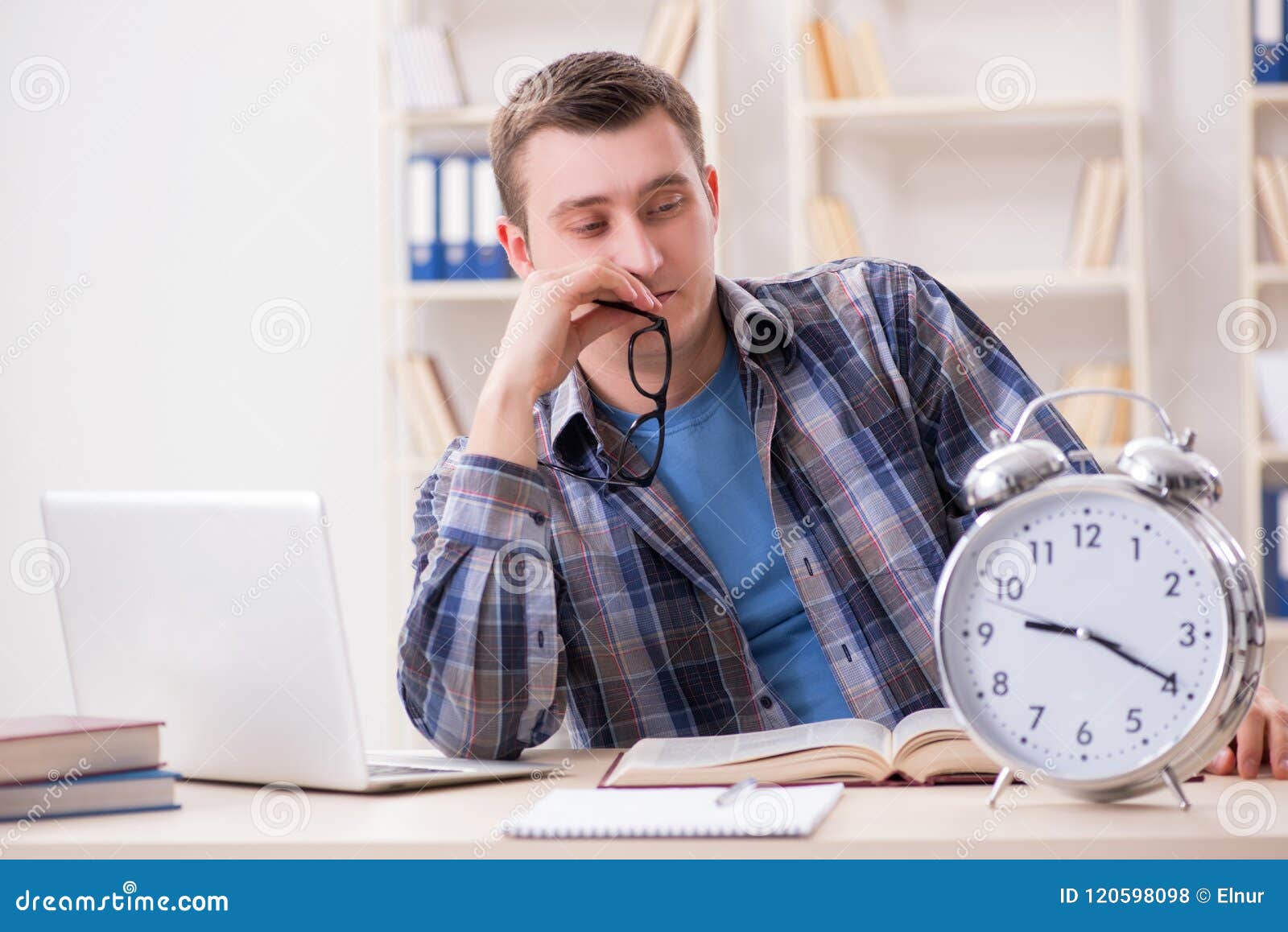 The Student Getting Late with Exam Preparation Stock Photo - Image of ...