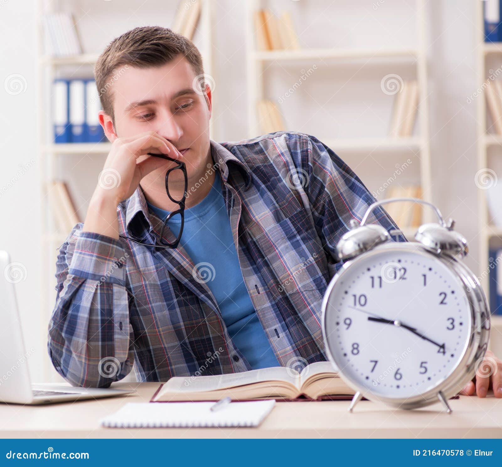 Student Getting Late with Exam Preparation Stock Photo - Image of ...