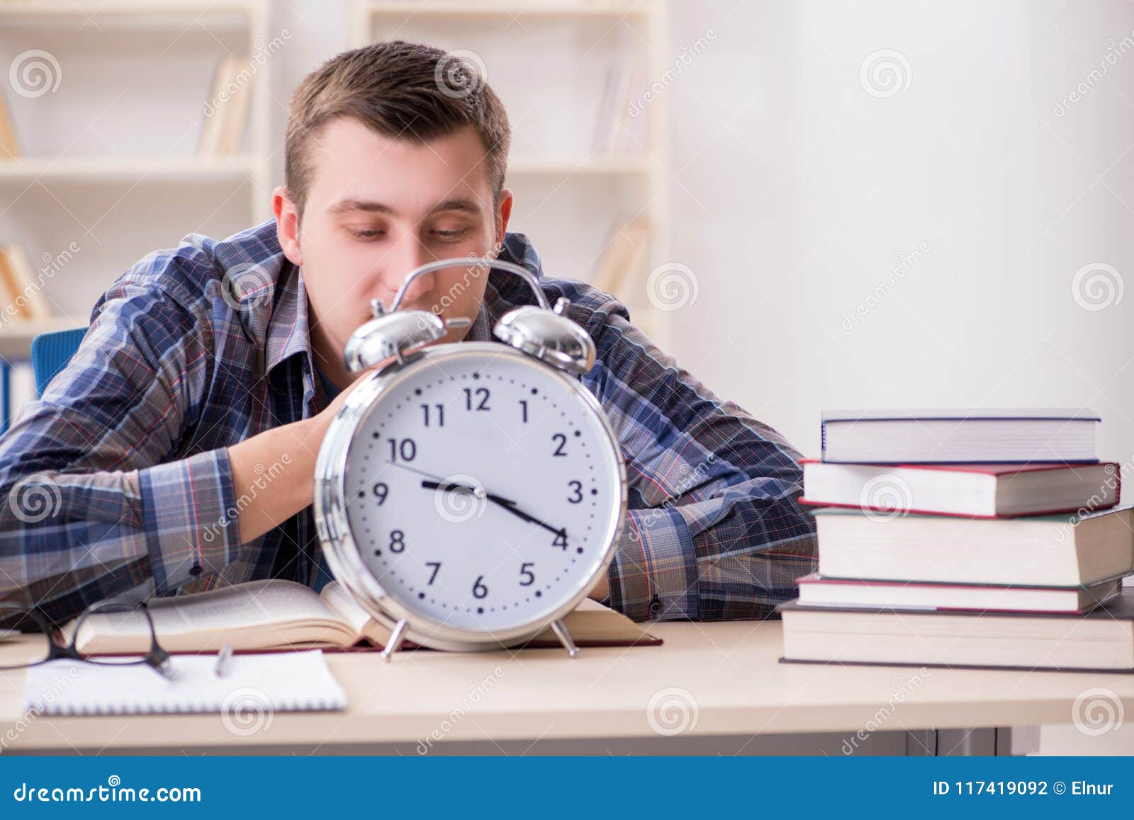 The Student Getting Late with Exam Preparation Stock Photo - Image of ...