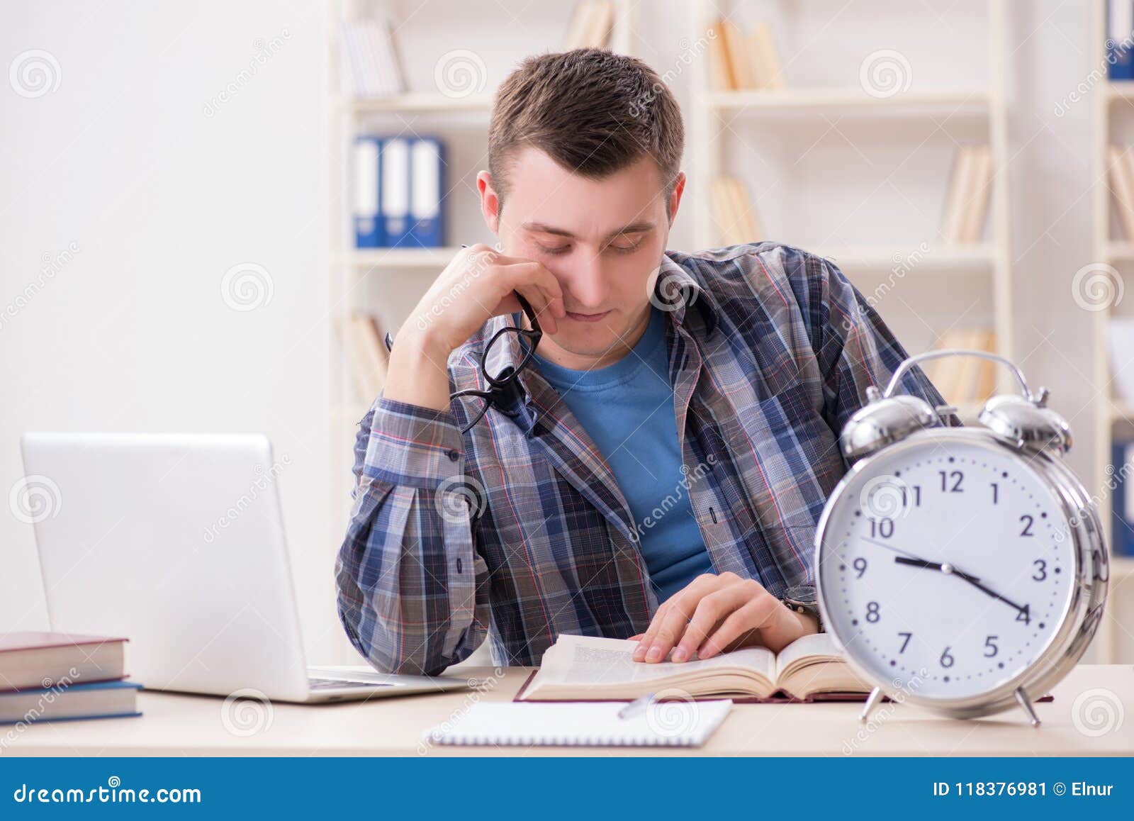 The Student Getting Late with Exam Preparation Stock Image - Image of ...