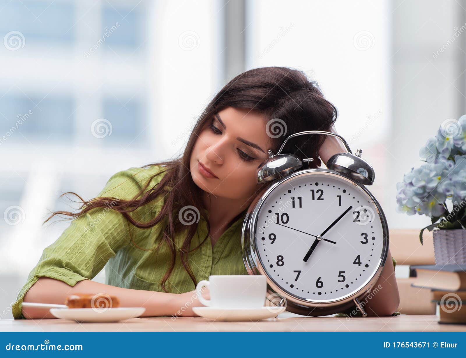 Student with Giant Alarm Clock Preparing for Exams Stock Image - Image ...