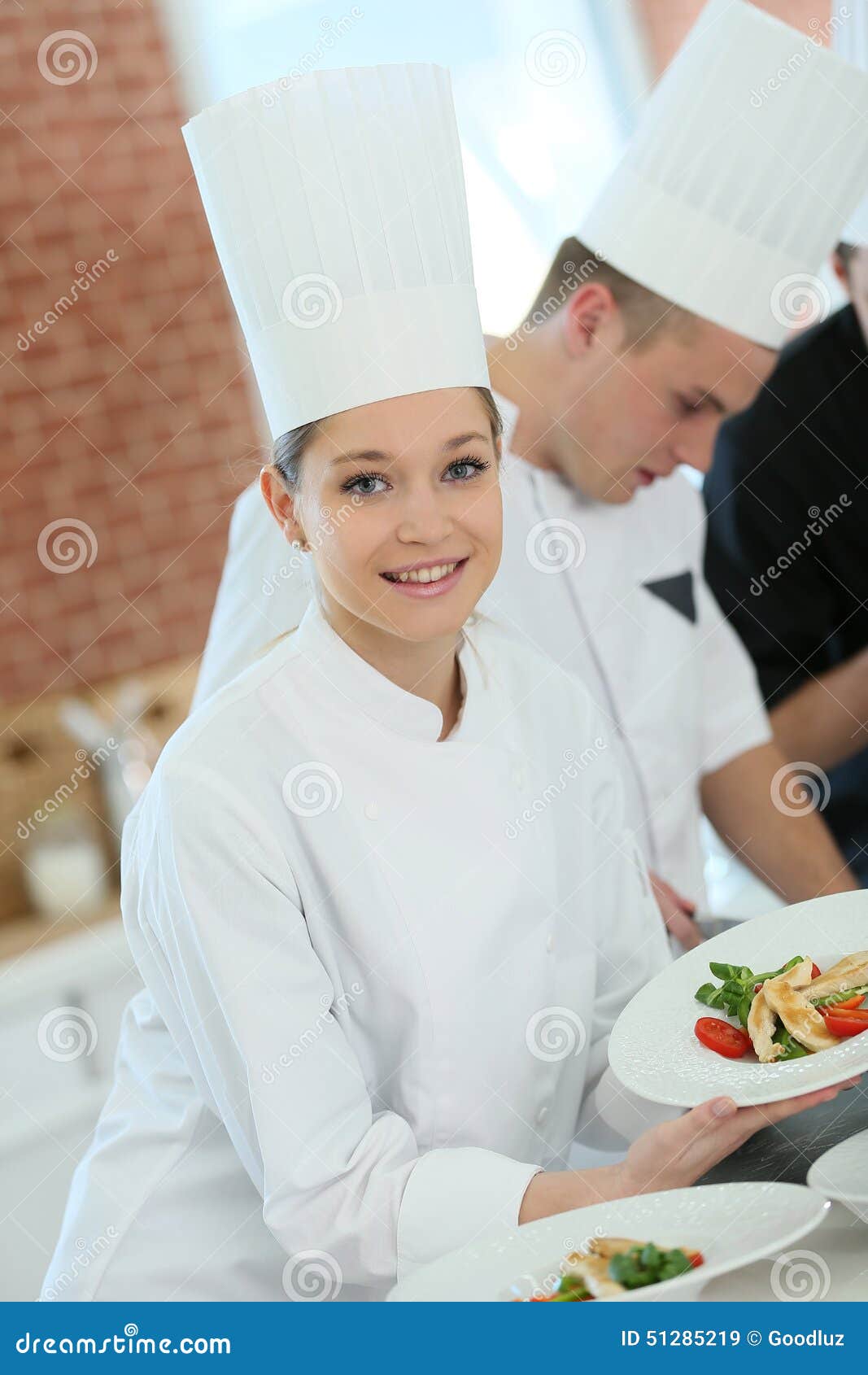 Student Girl Amongst the Group of Cooking Apprentices Stock Image ...