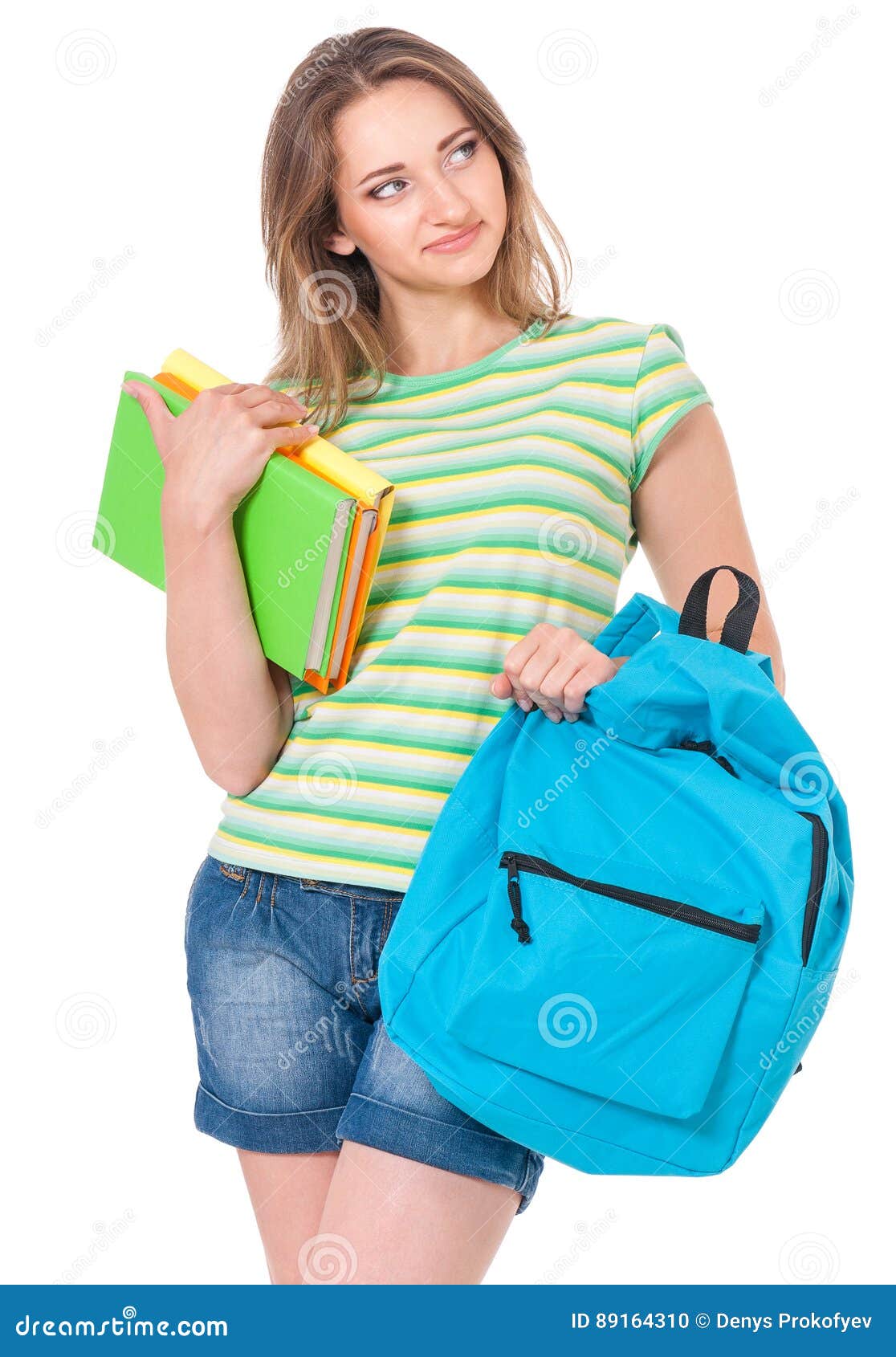 Student girl with backpack stock photo. Image of girl - 89164310