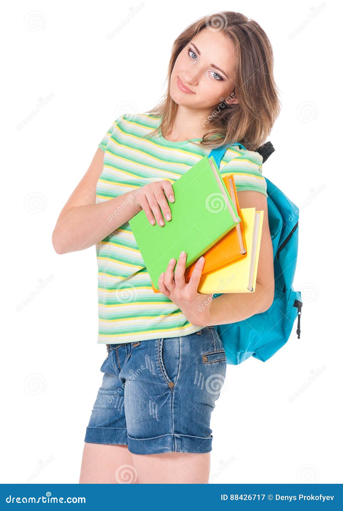 Student girl with backpack stock image. Image of concept - 88426717