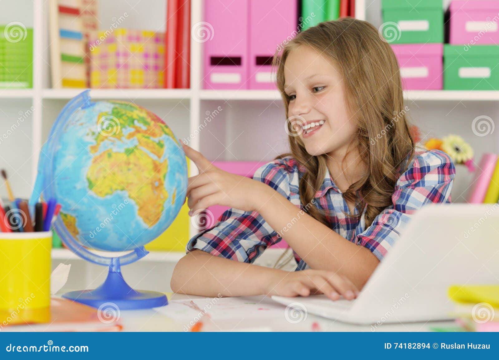 Student Girl with Book and Laptop Stock Photo - Image of education ...