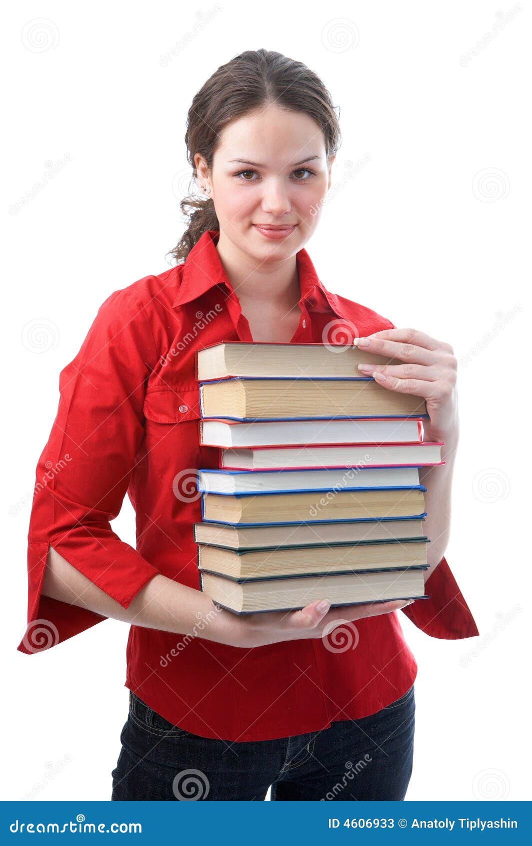 Student girl with books stock image. Image of classic - 4606933