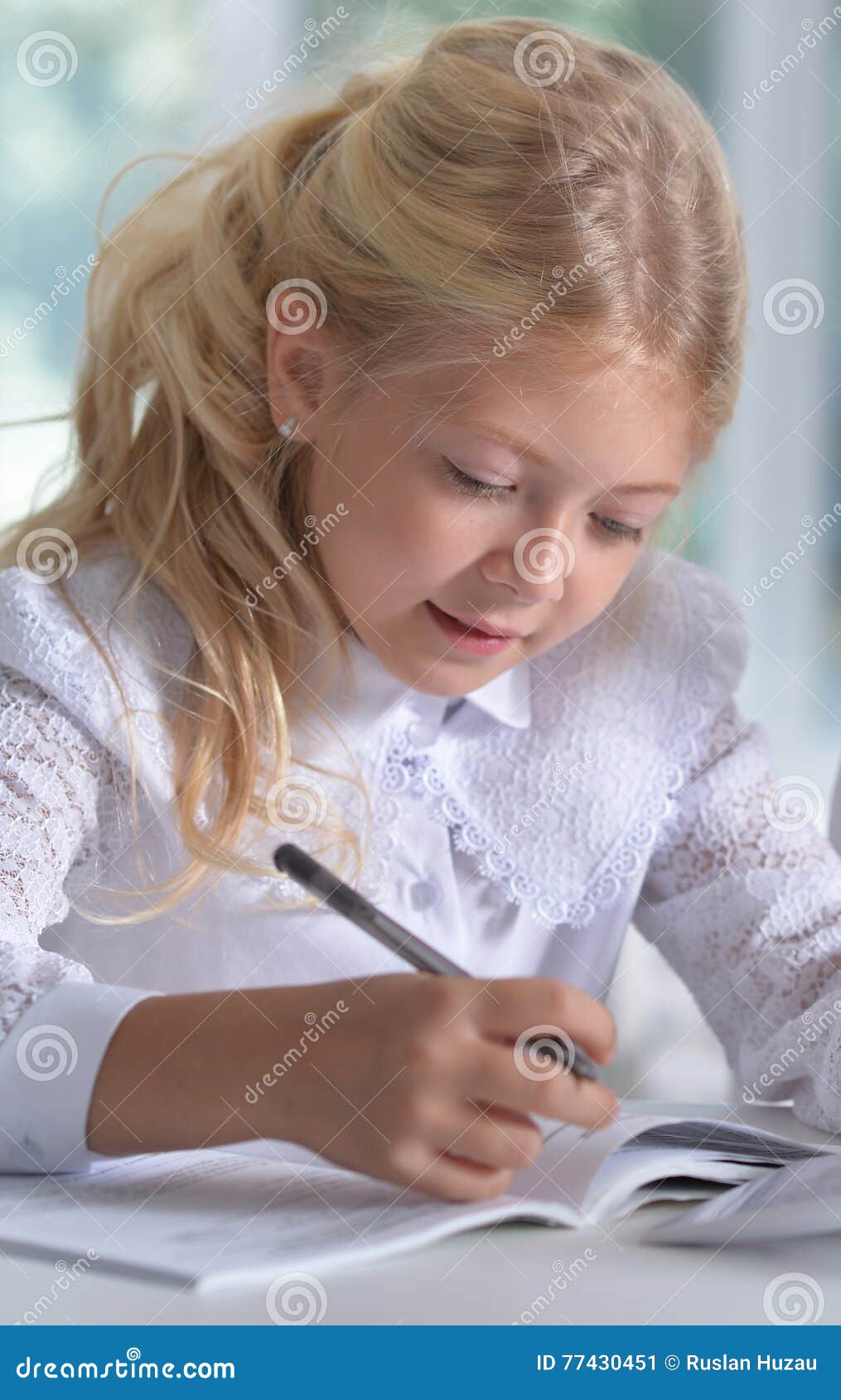 Student girl with books stock image. Image of concentration - 77430451