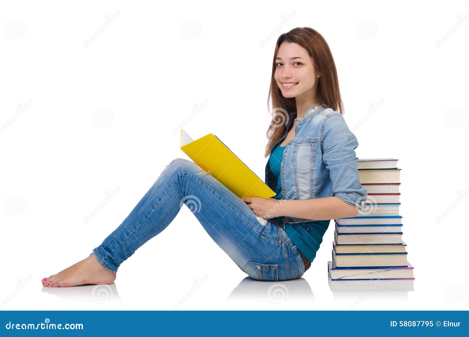 Student Girl with Books on White Stock Image - Image of knowledge ...