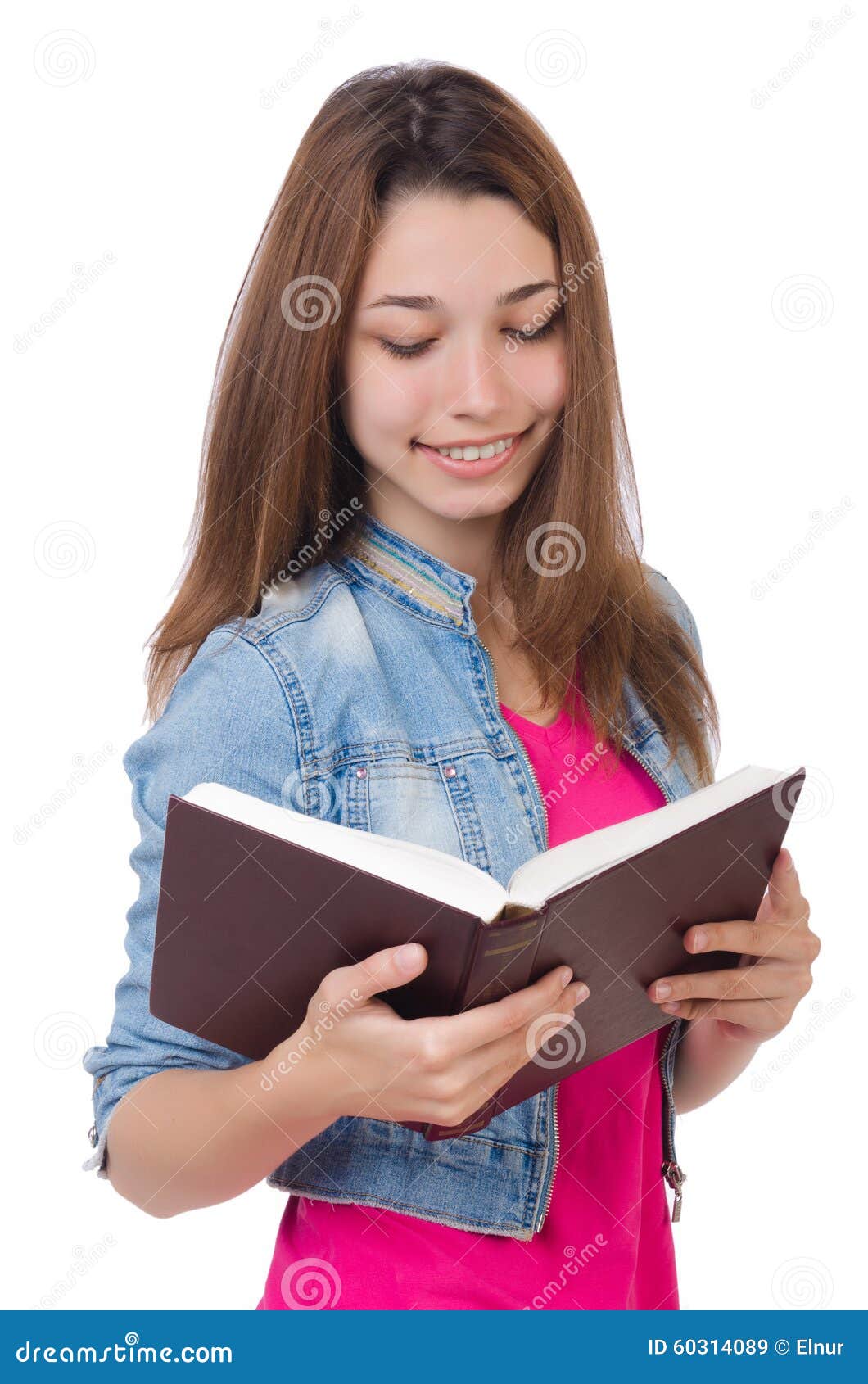 Student Girl with Books on White Stock Image - Image of cheerful, books ...
