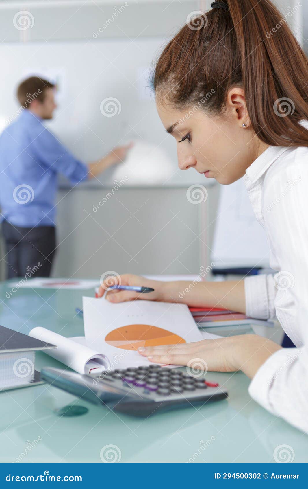 Student Girl with Calculator in Classroom Stock Photo - Image of ...