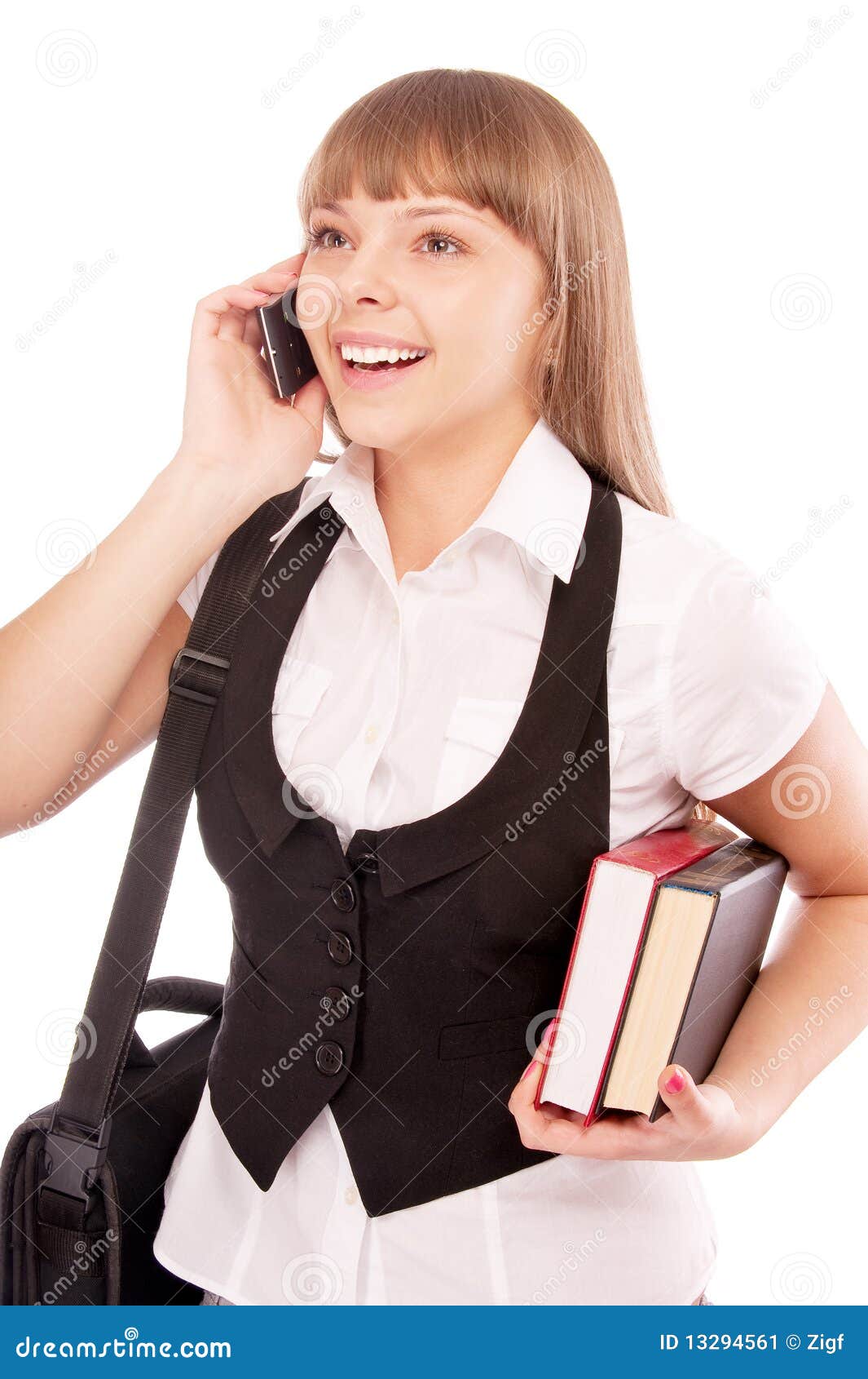 Student Girl Calling Her School Mate Stock Image - Image of girl ...
