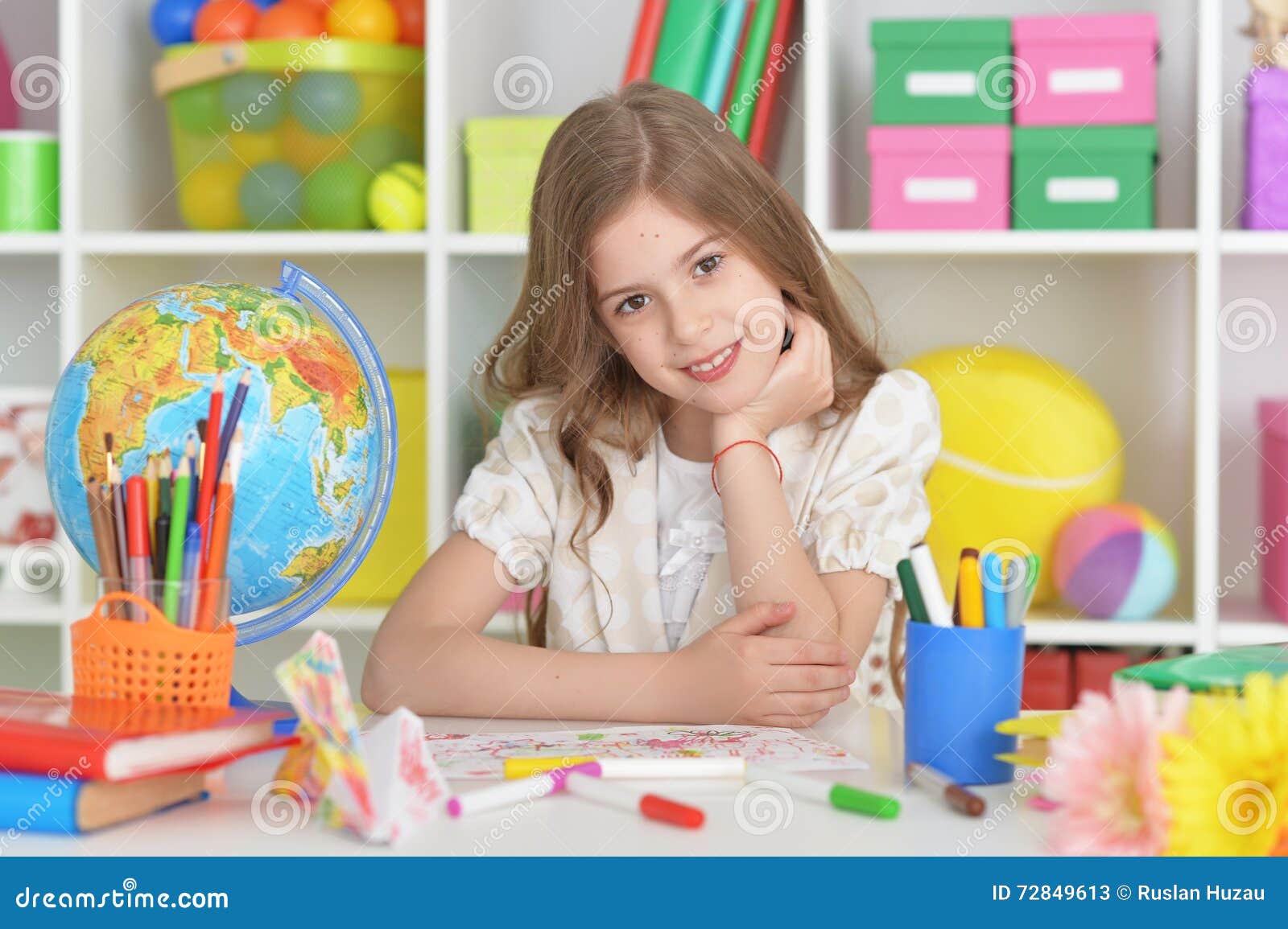 Student girl at class stock image. Image of concentration - 72849613