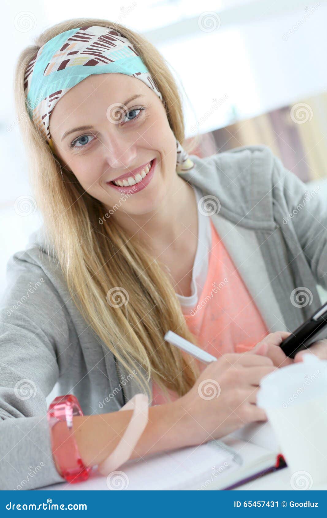 Student Girl in Class Studying Stock Image - Image of smile, college ...