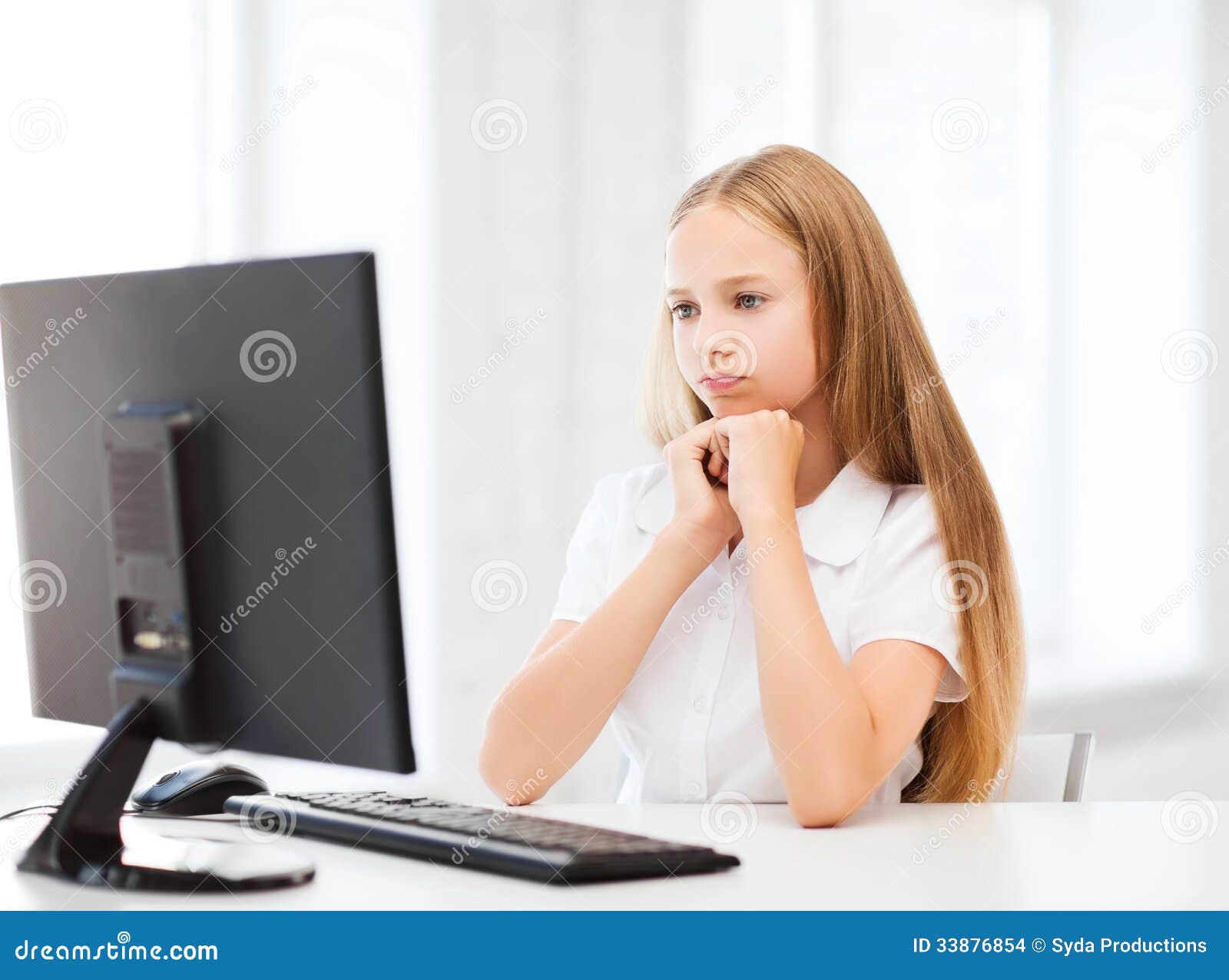 Student Girl with Computer at School Stock Photo - Image of beautiful ...