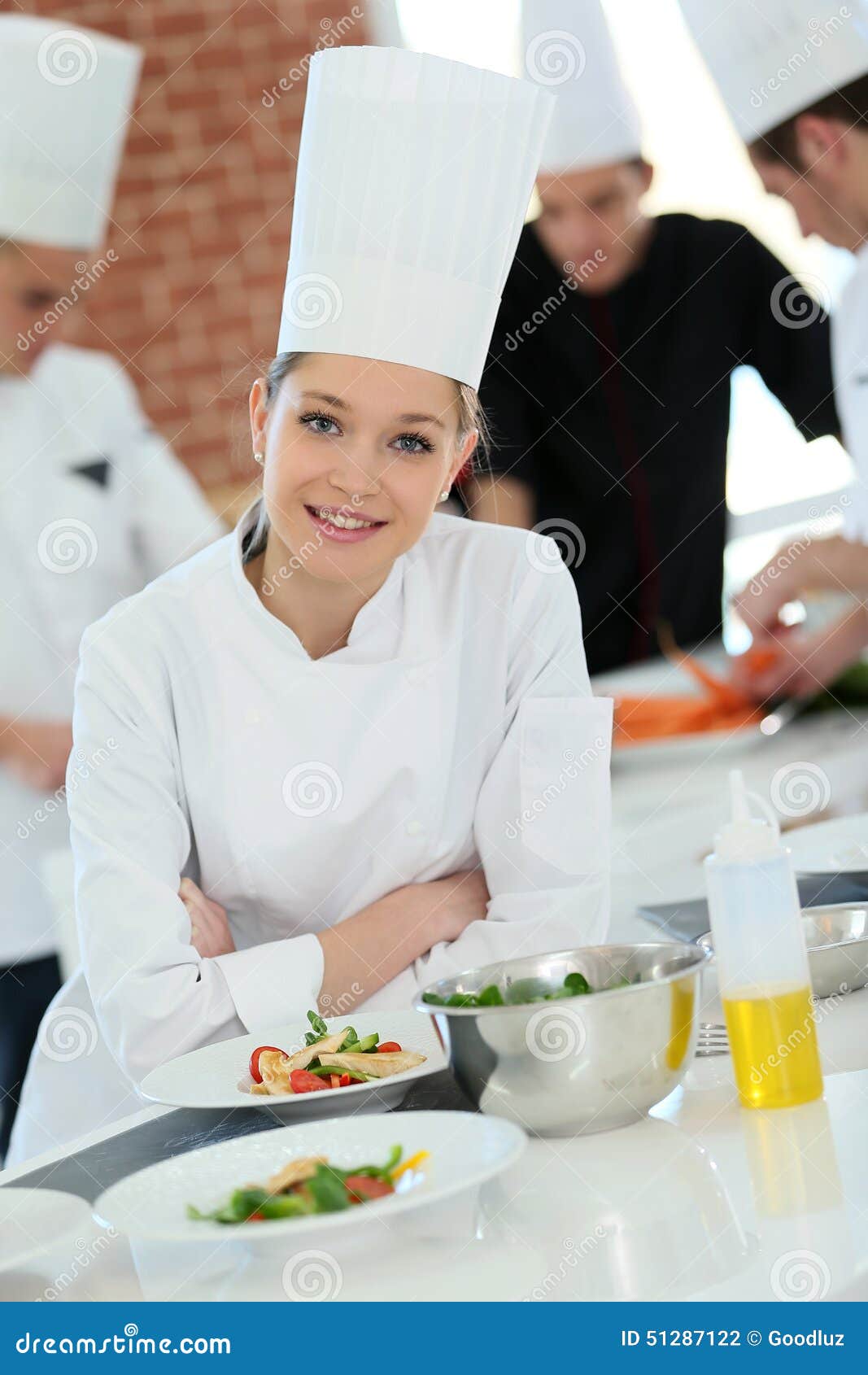 Student Girl in Cooking Class Stock Photo - Image of student, kitchen ...