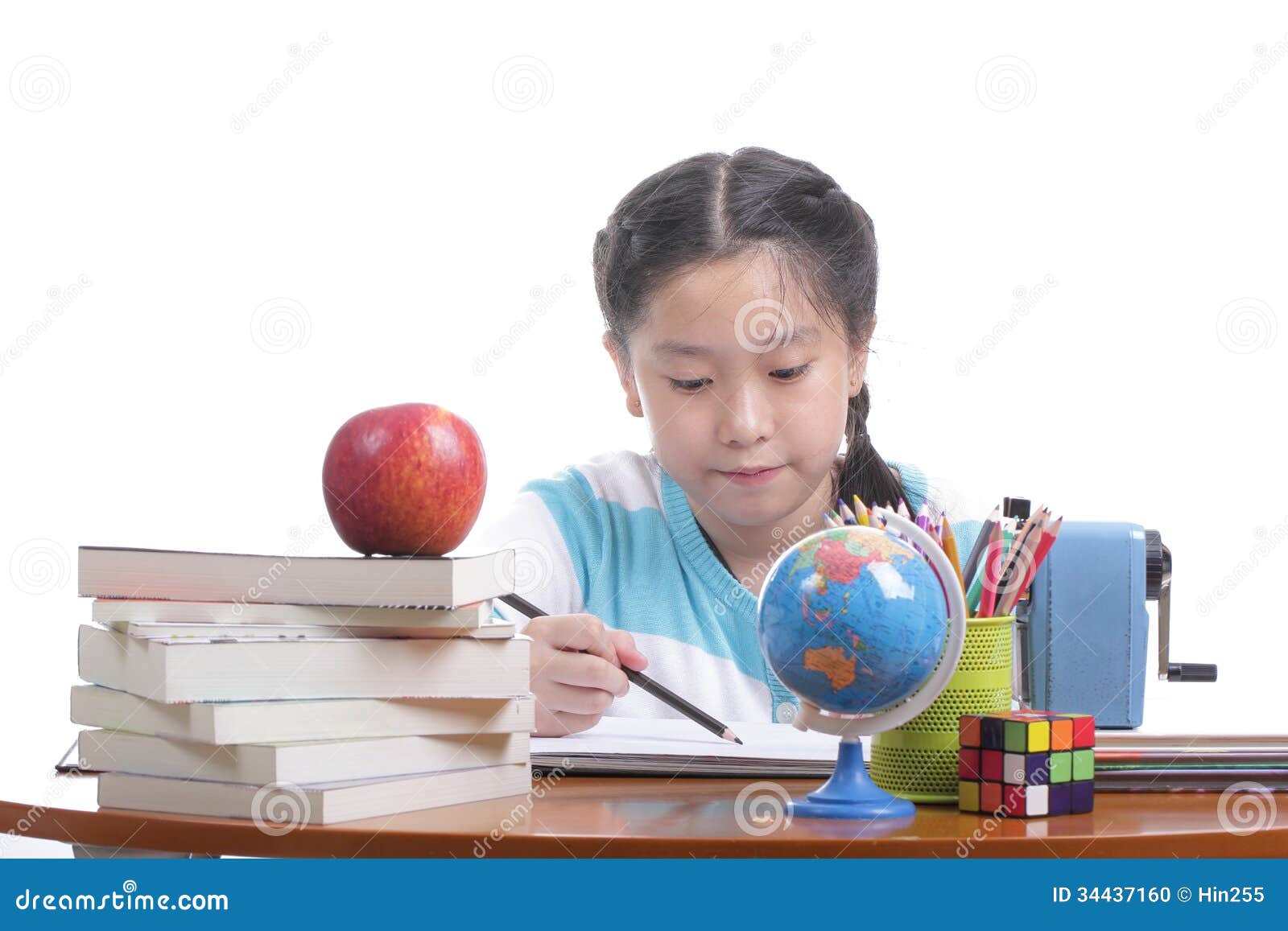 Student Girl Doing Homework Stock Photo - Image of people, girl: 34437160