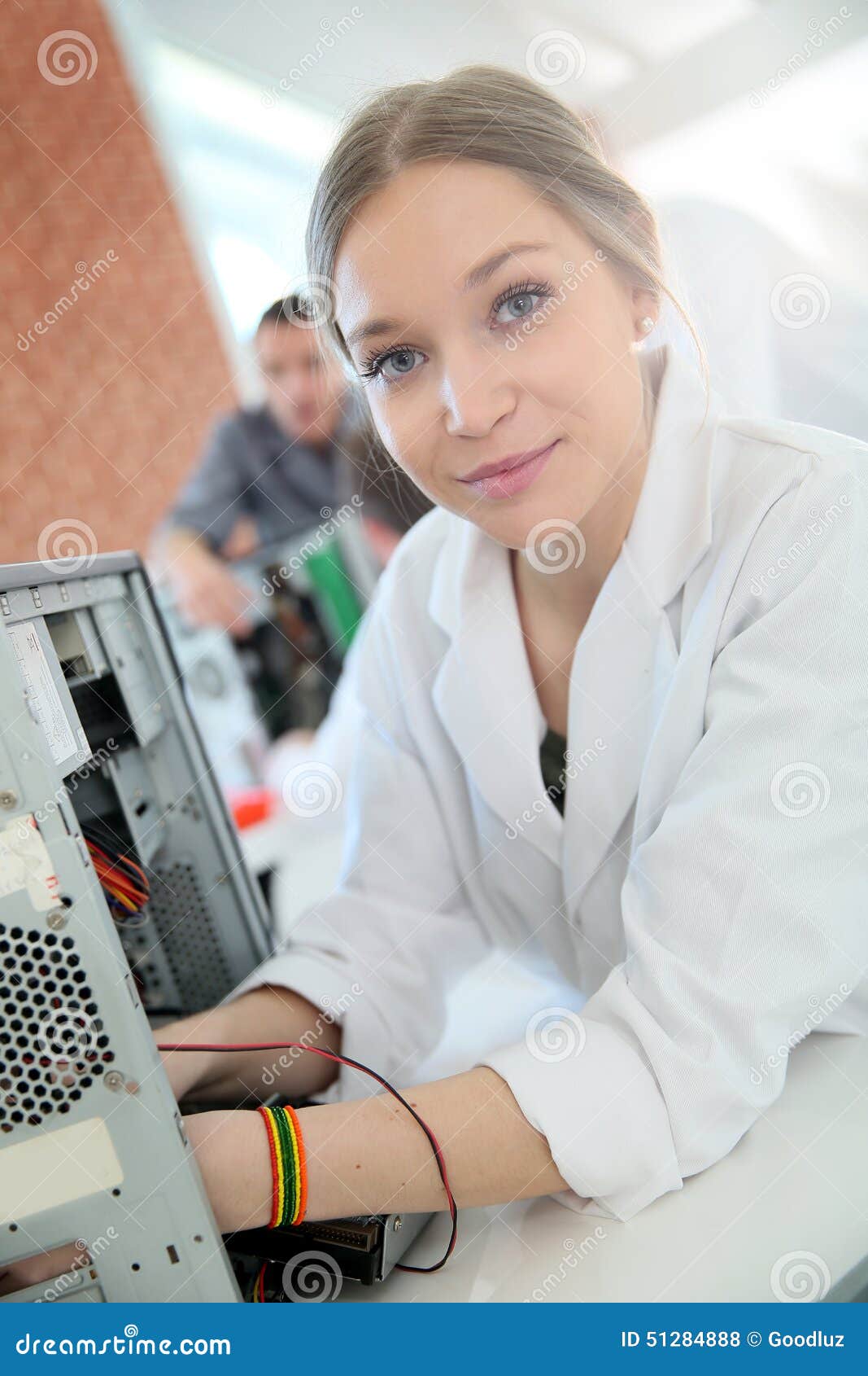 Student Girl Fixing Computer during Class Stock Photo - Image of ...