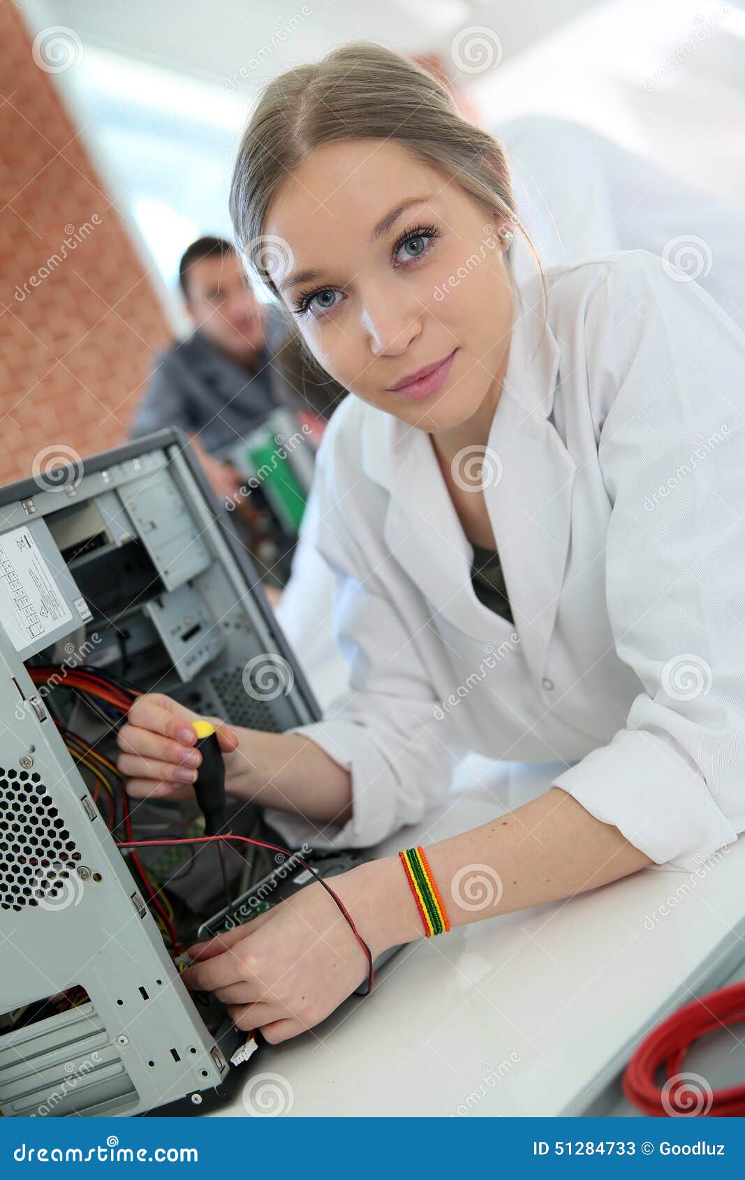 Student Girl Fixing Computer Stock Image - Image of apprenticeship ...