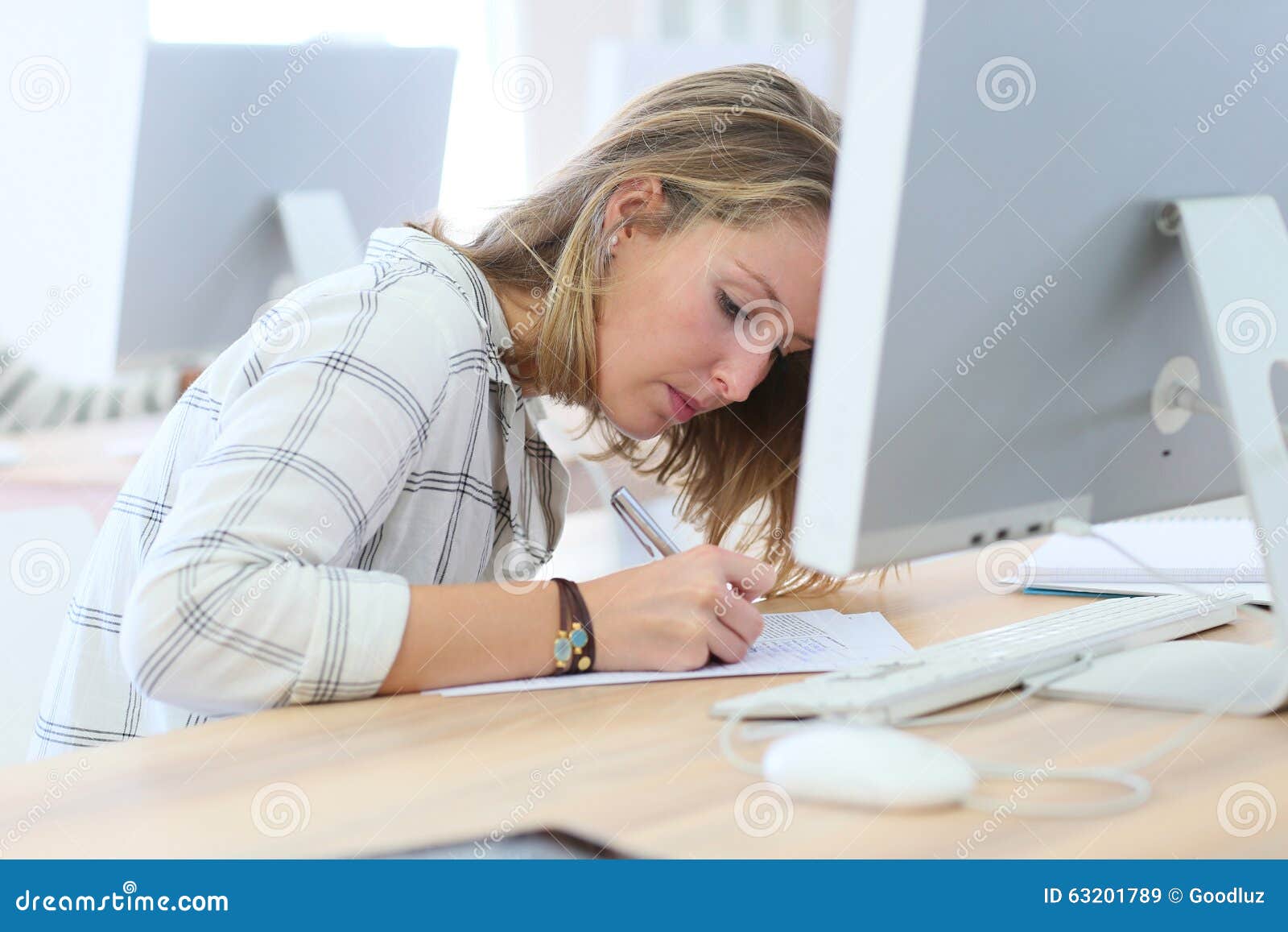 Student Girl Having an Exam Stock Image - Image of writing, learning ...