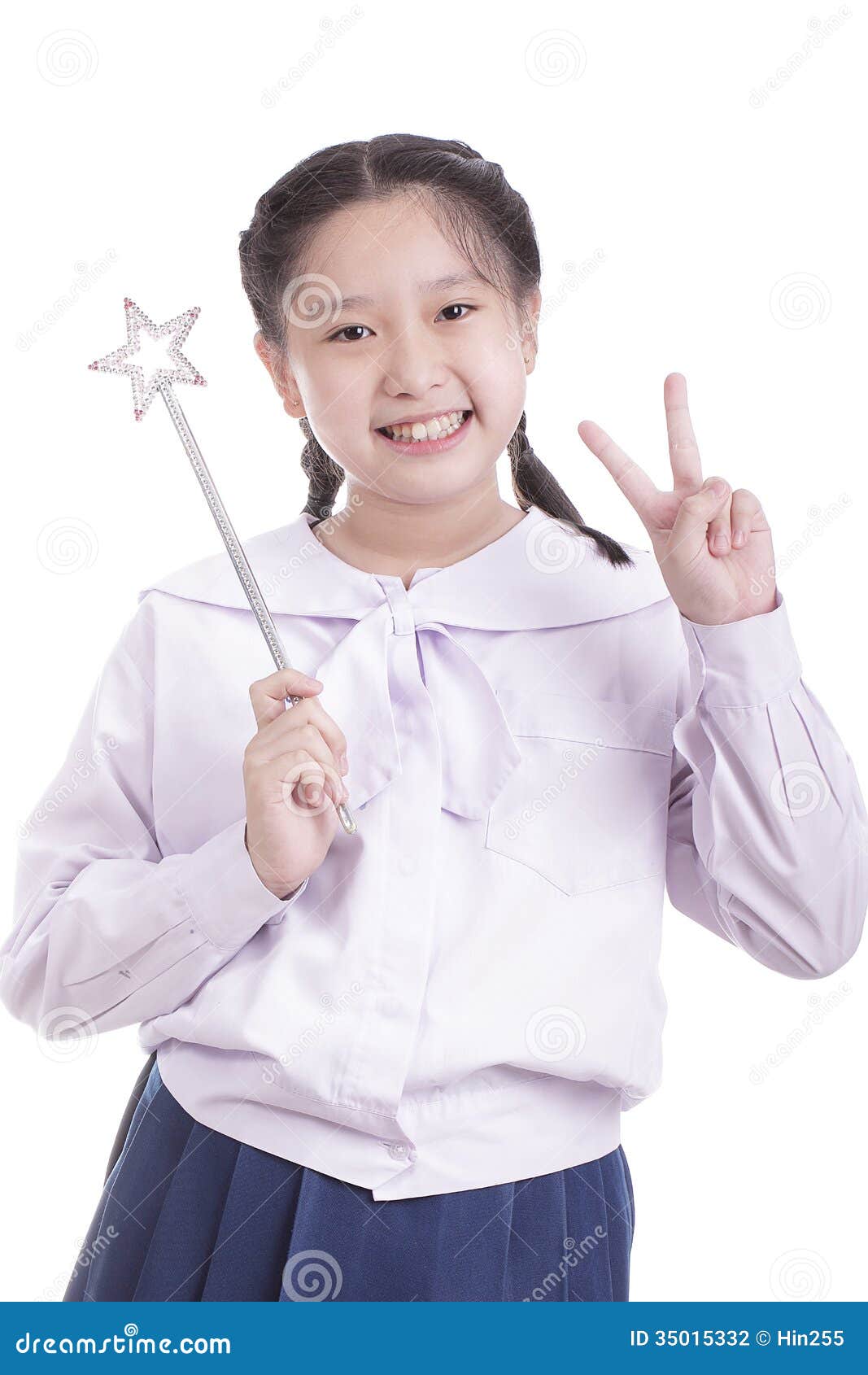 Student Girl Hold Magic Wand Stock Photo - Image of happy, person: 35015332