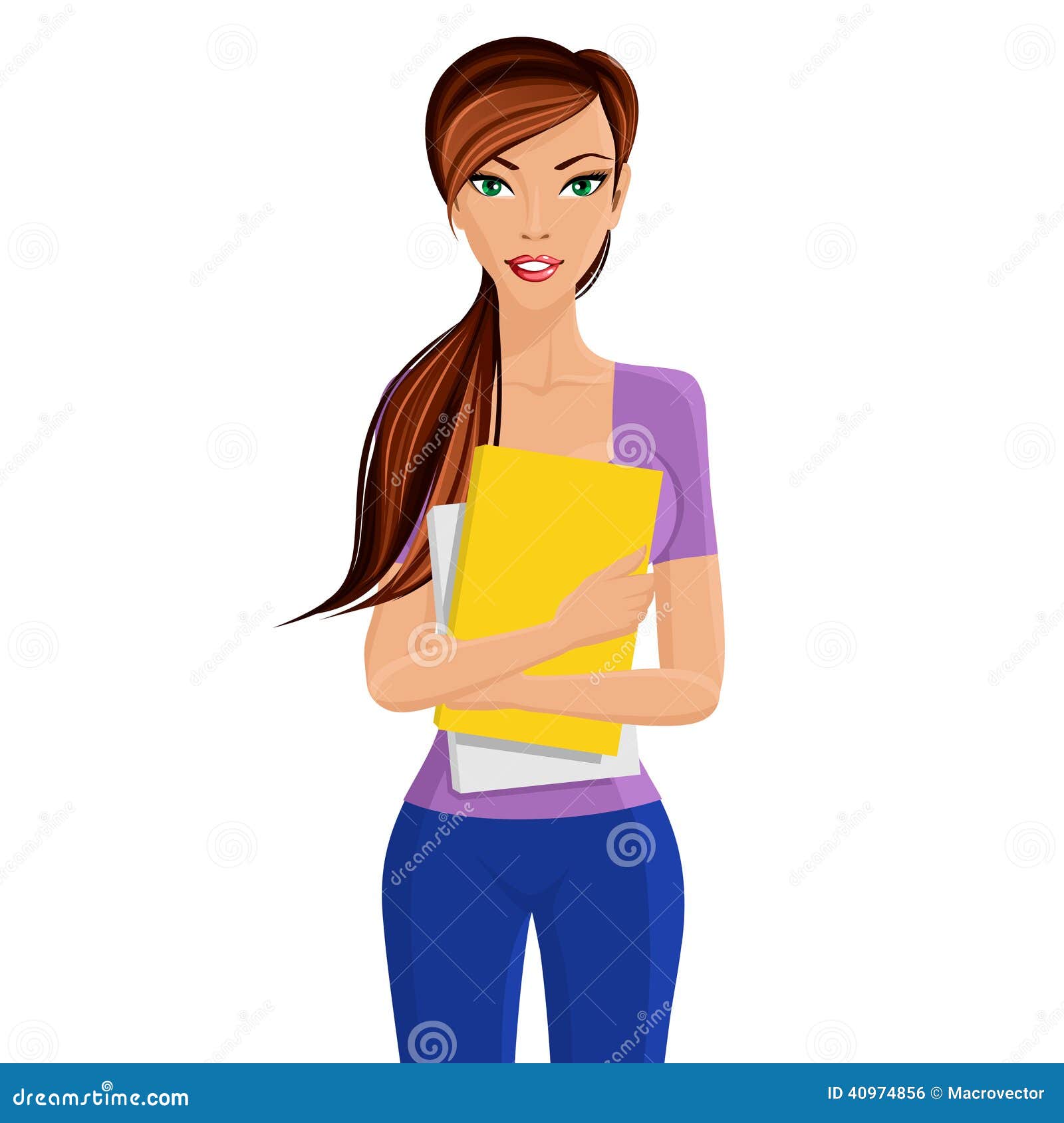 Student Girl Holding Folder Stock Vector - Illustration of isolated ...
