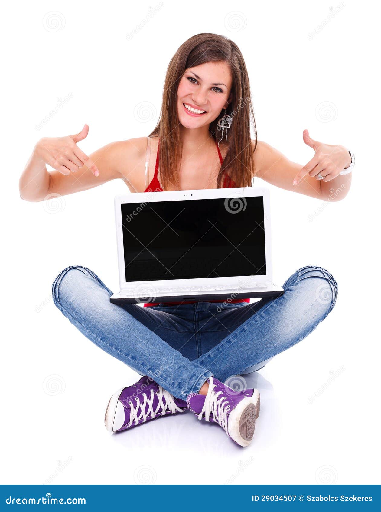 Student girl with laptop stock image. Image of isolated - 29034507