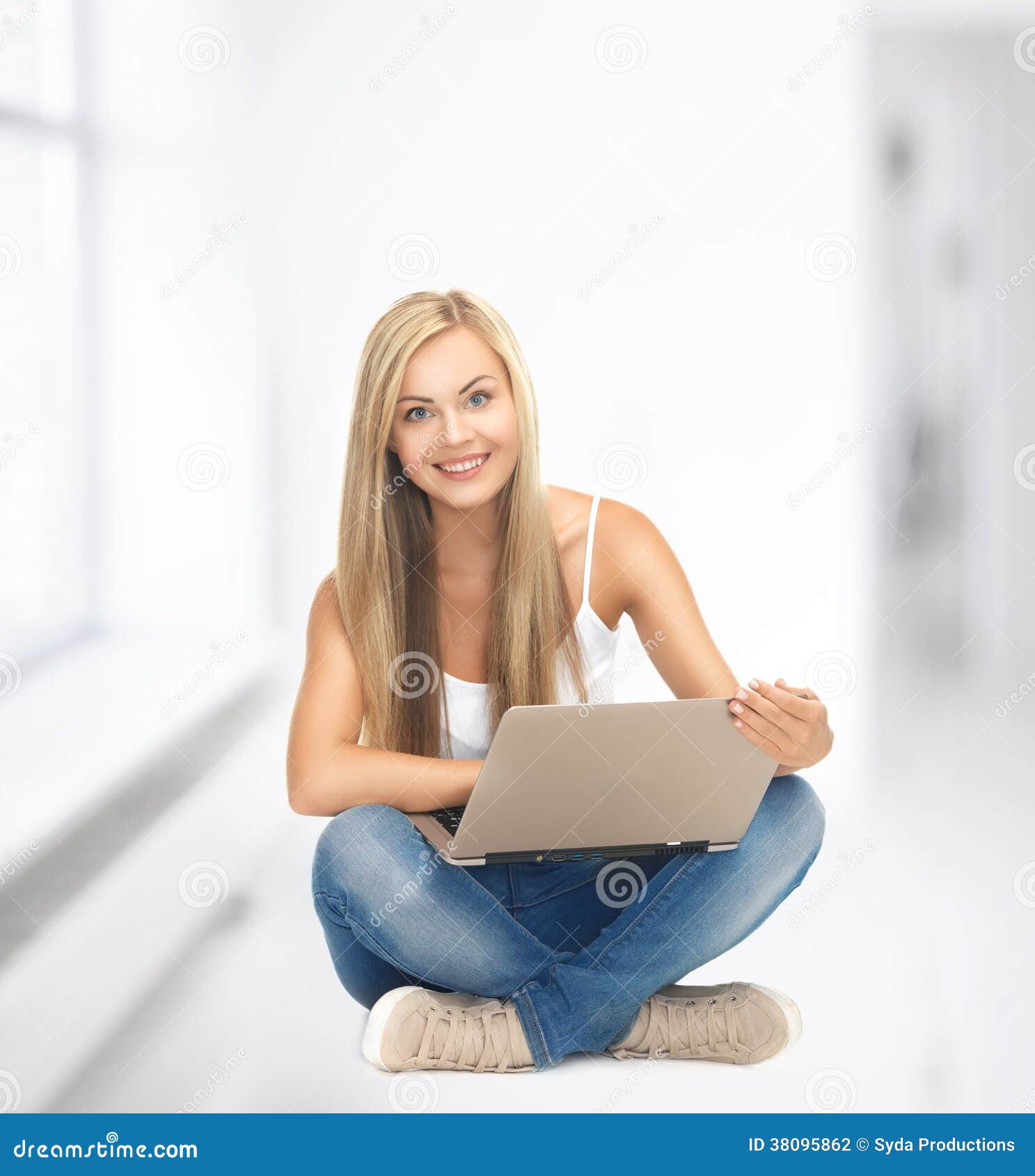 Student Girl with Laptop Computer Stock Photo - Image of pretty ...
