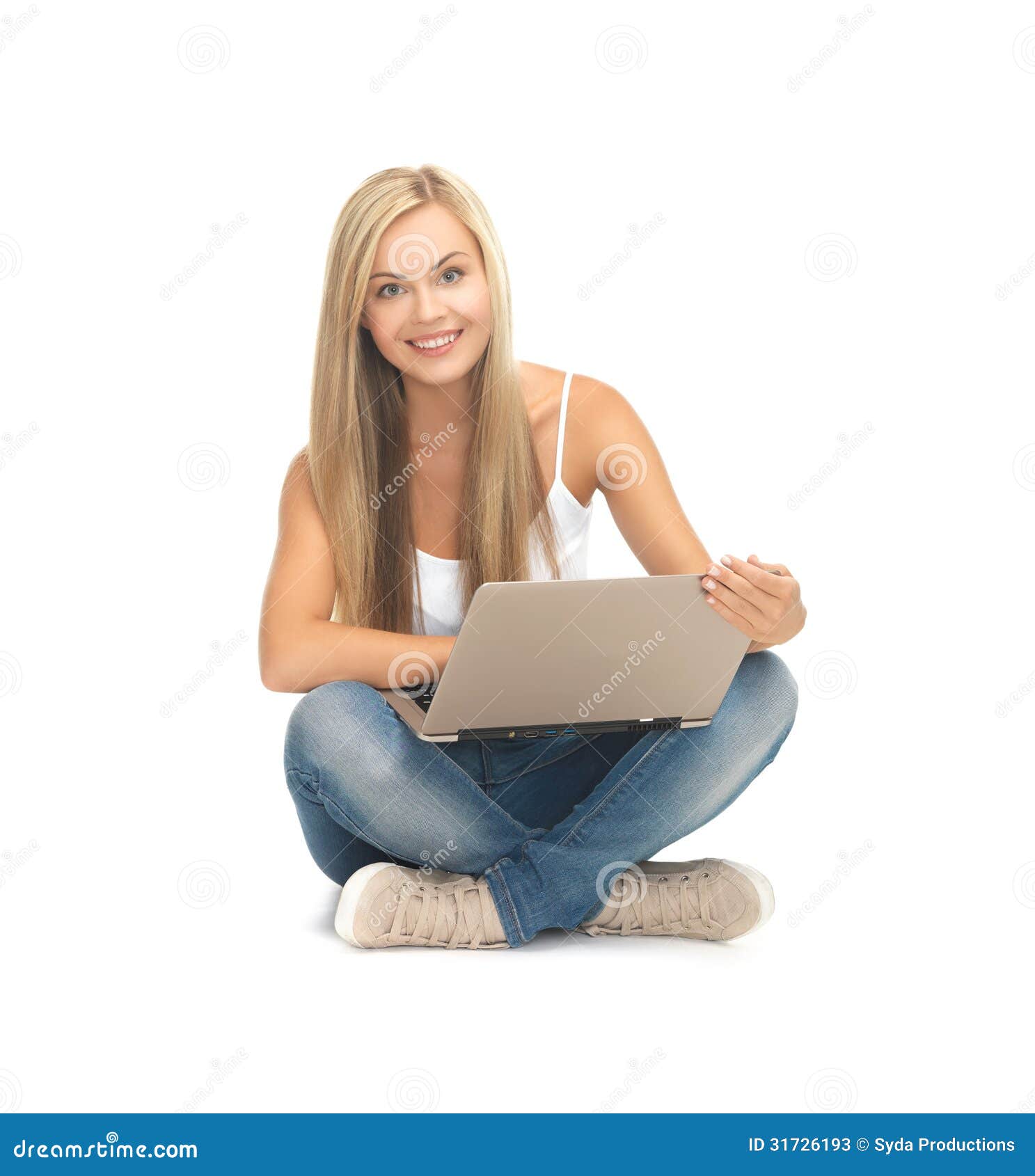 Student Girl with Laptop Computer Stock Image - Image of caucasian ...