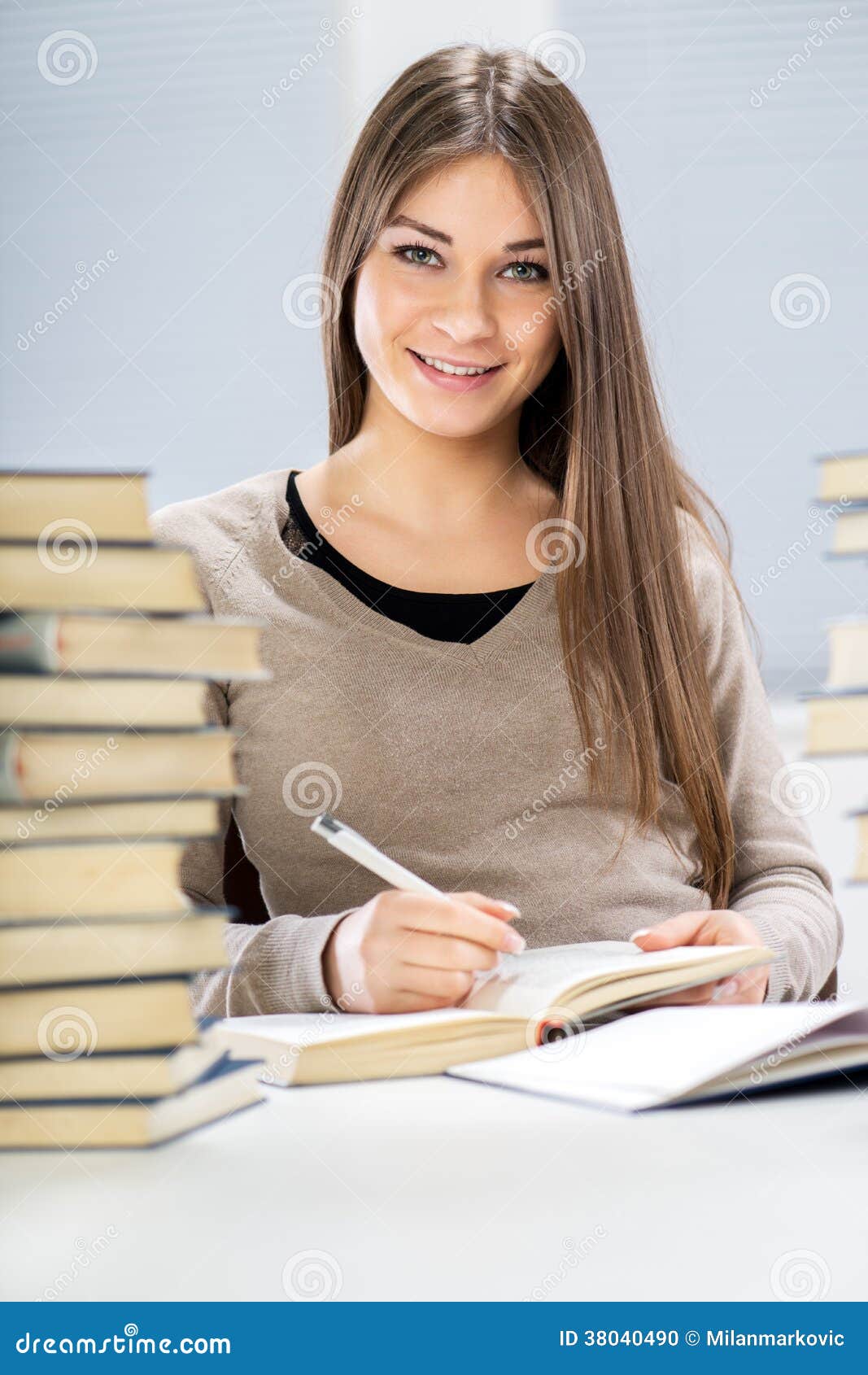 Student girl learning stock photo. Image of reading, adolescence - 38040490