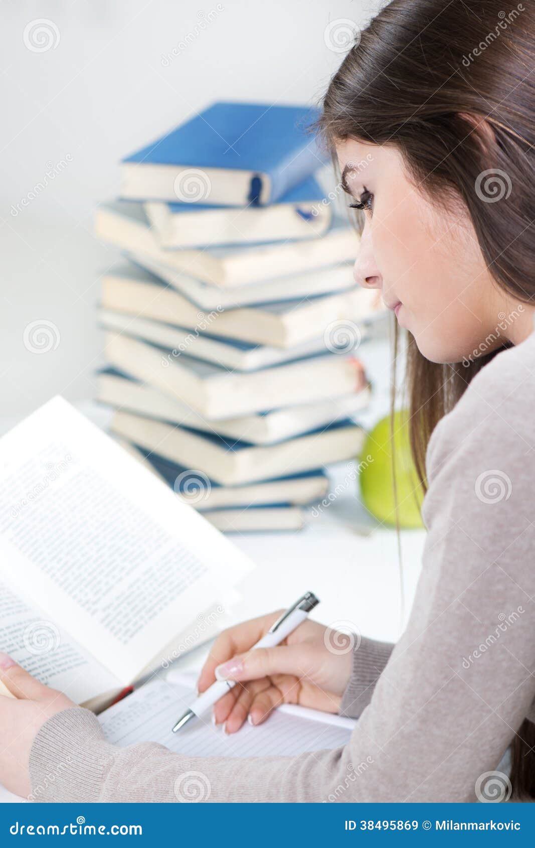 Student girl learning stock image. Image of research - 38495869