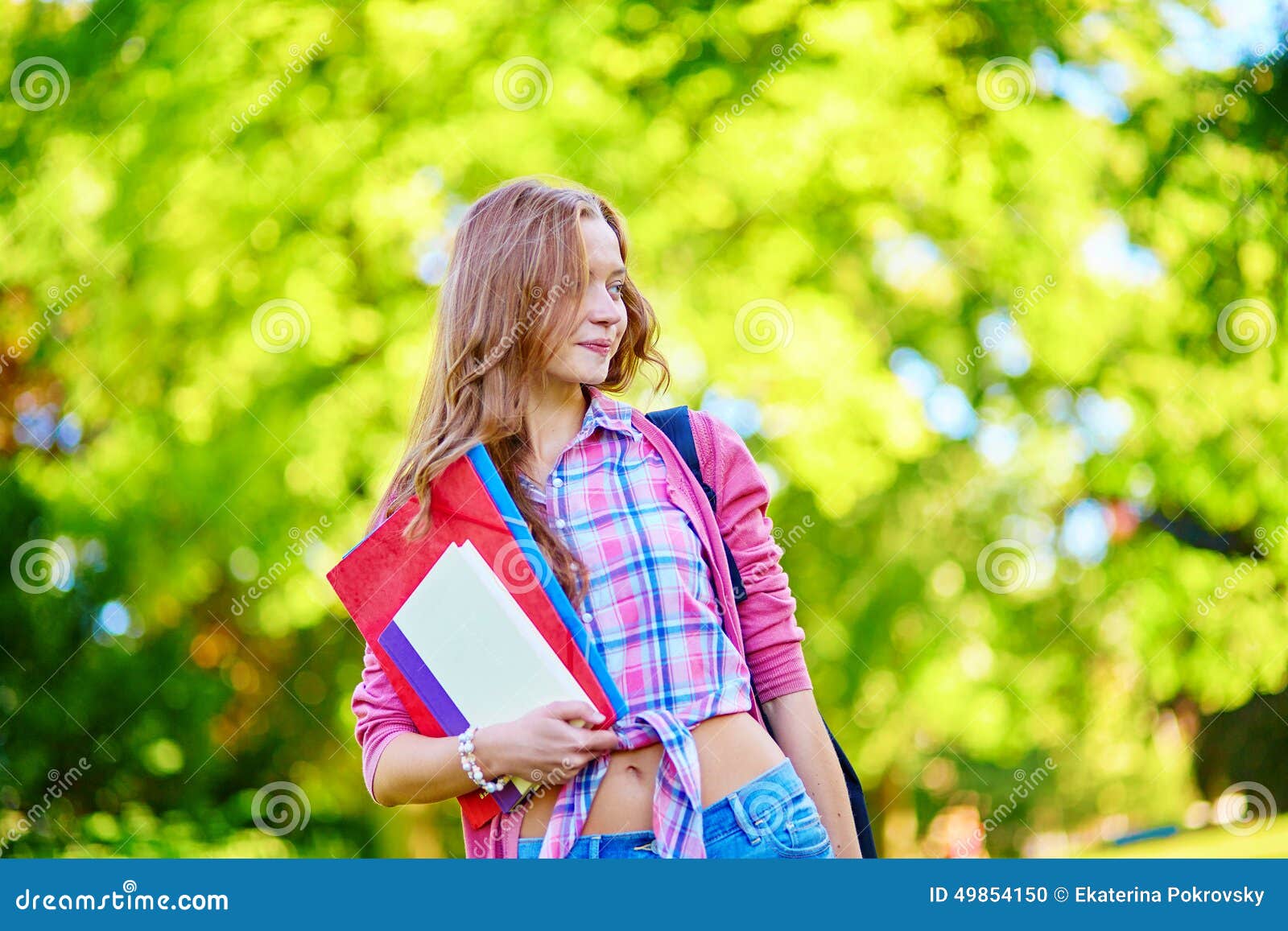 Student Girl Outdoors Going Back To School Stock Photo - Image of back ...