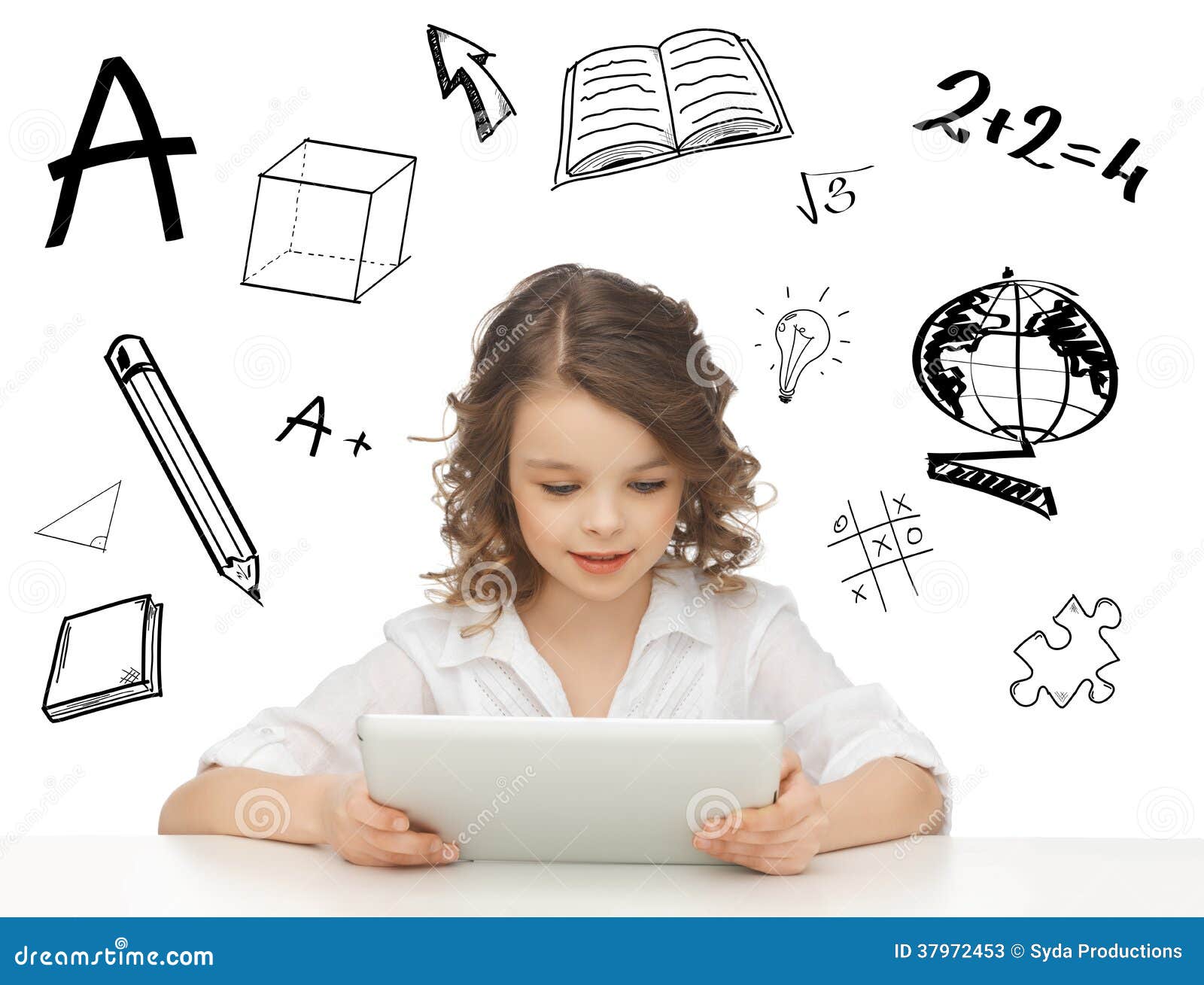 Student Girl Playing with Tablet Pc Stock Image - Image of attractive ...