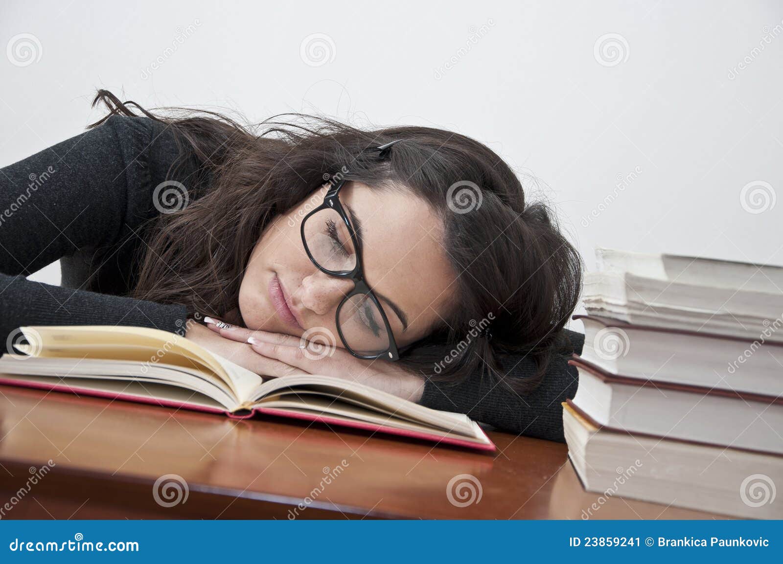 Student Girl Resting from Learning Stock Image - Image of model ...