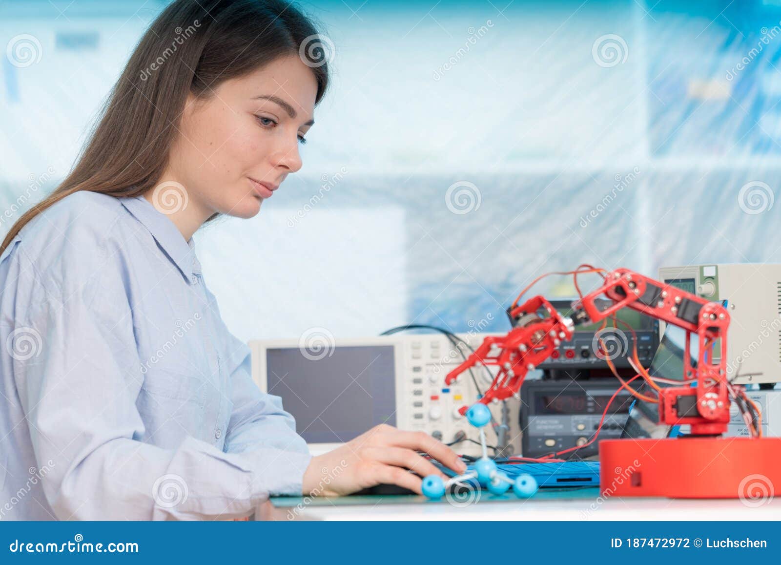 Student Girl in Robotics Class Stock Photo - Image of beautiful, person ...