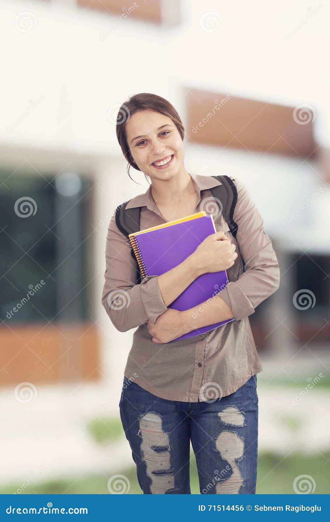 Student girl at school stock photo. Image of girl, holding - 71514456