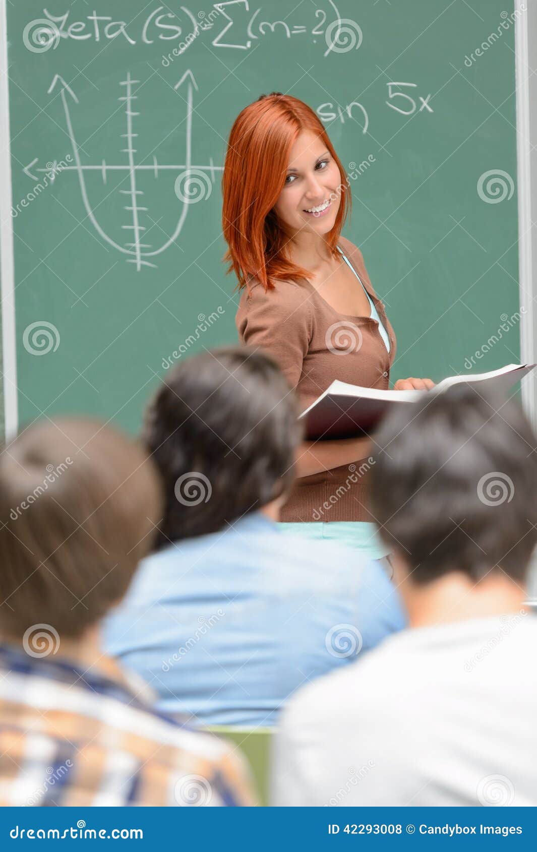 Student Girl Standing Front of Chalkboard Math Stock Photo - Image of ...