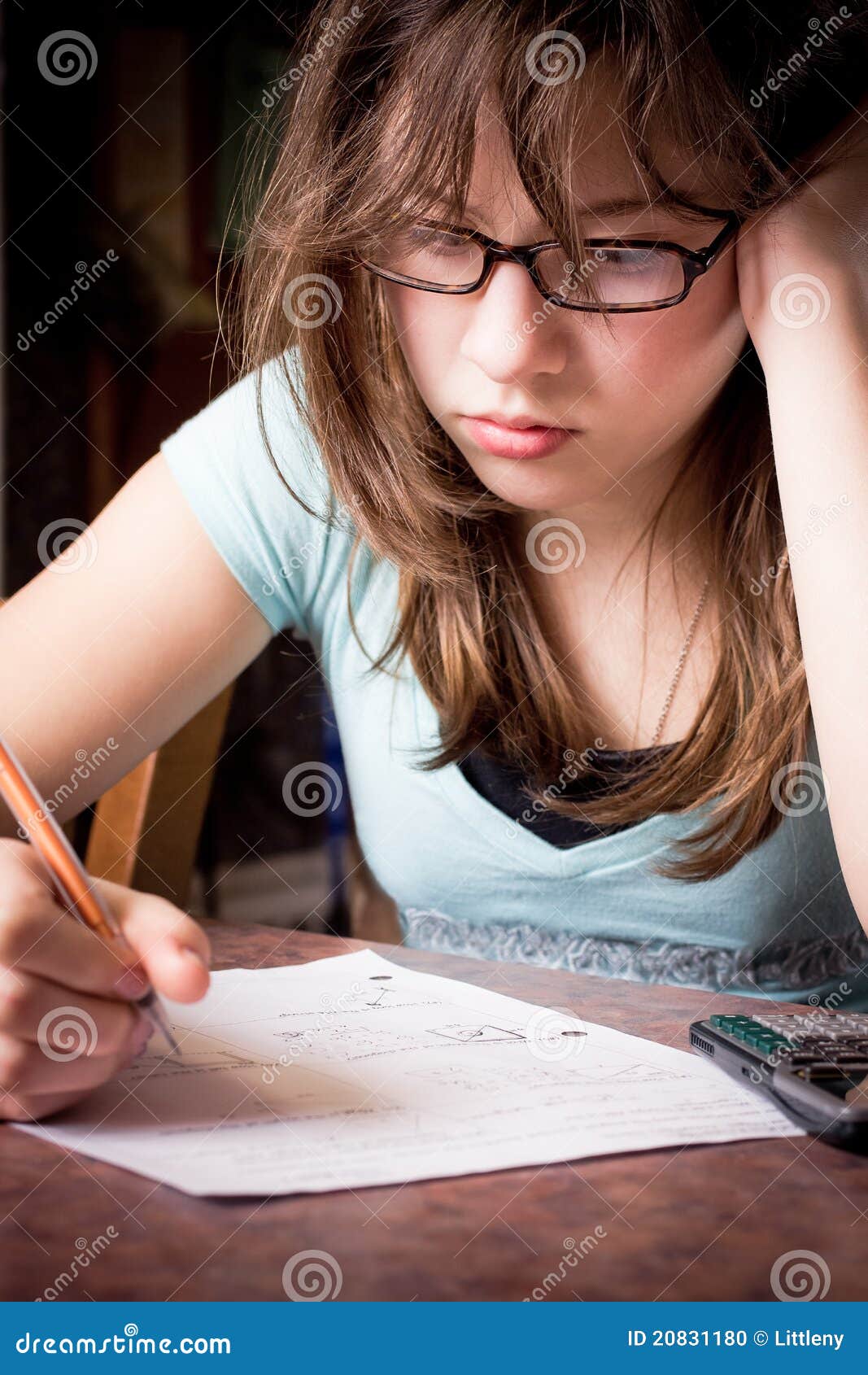 Student Girl Stressed stock photo. Image of notebook - 20831180