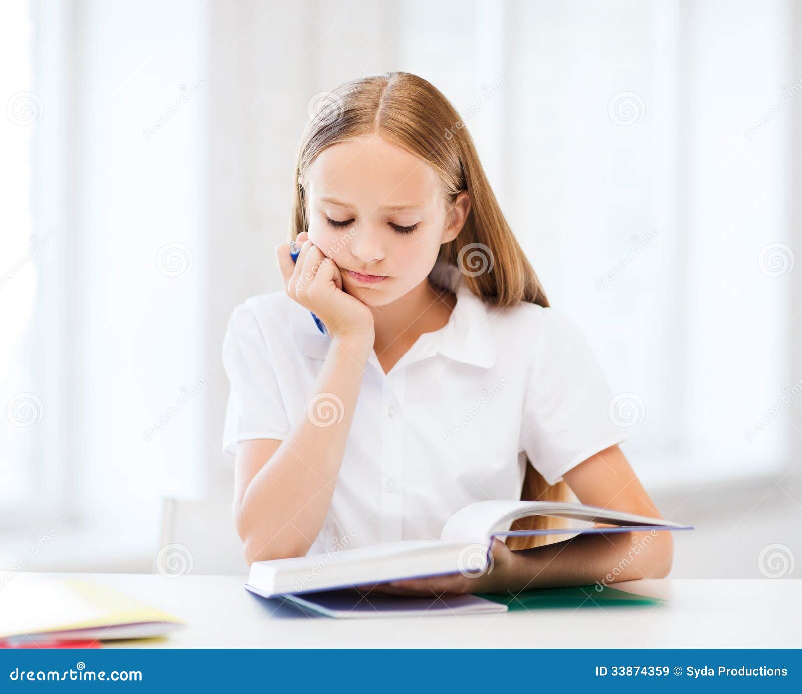 Student Girl Studying at School Stock Image - Image of caucasian ...