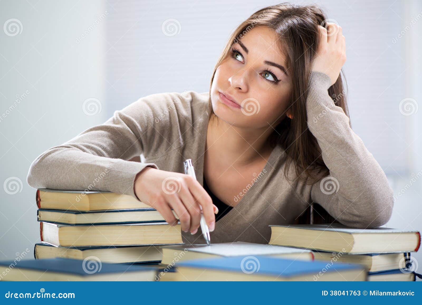 Student girl thinking stock image. Image of girl, occupation - 38041763