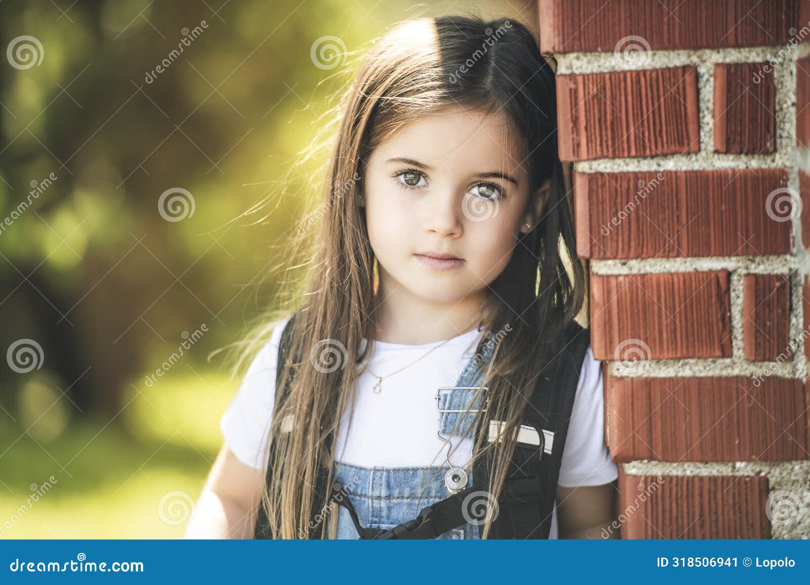 Student Girl Wearing School Backpack Outside of the School Stock Image ...