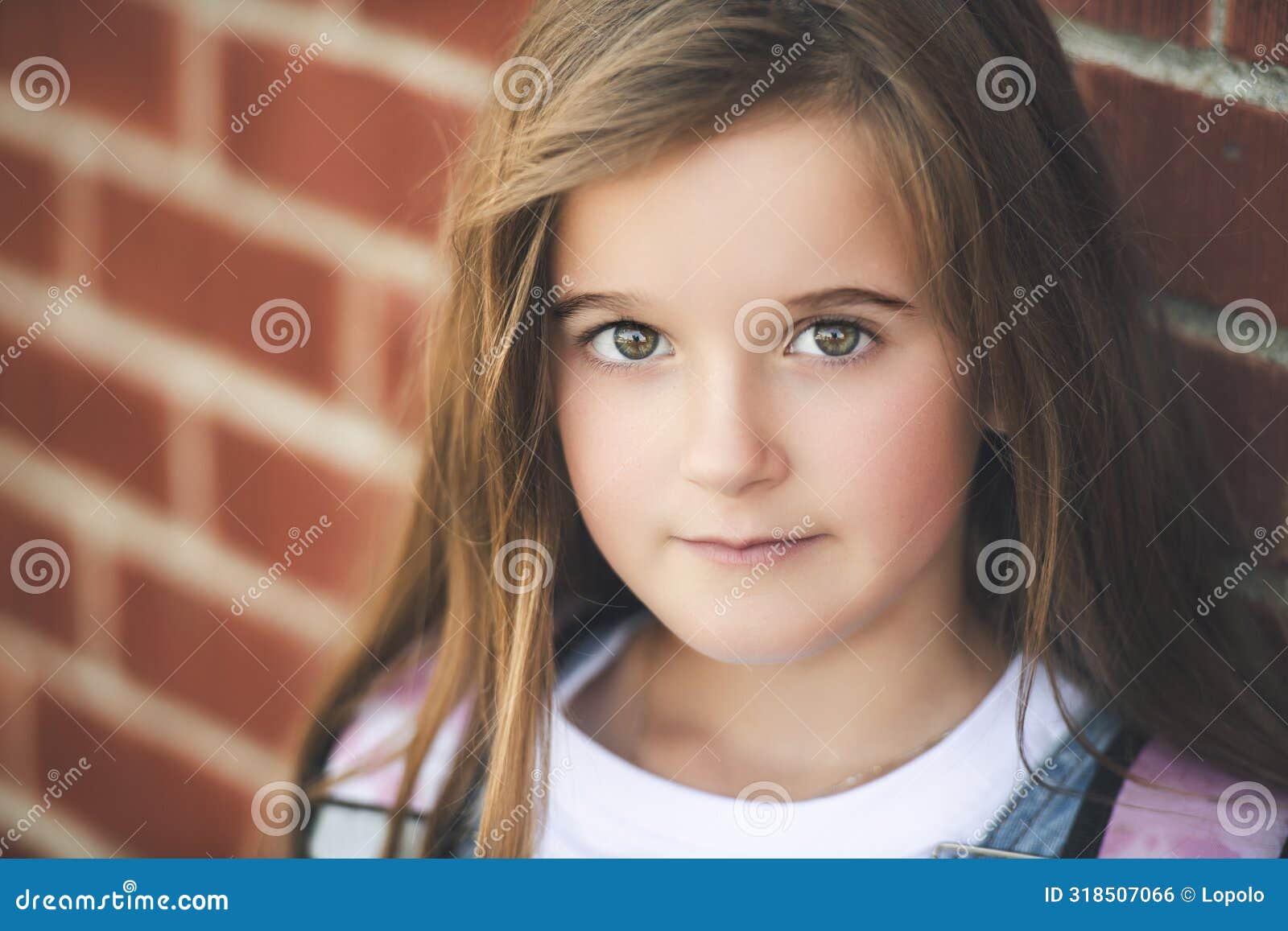 Student Girl Wearing School Backpack Outside of the School Stock Photo ...