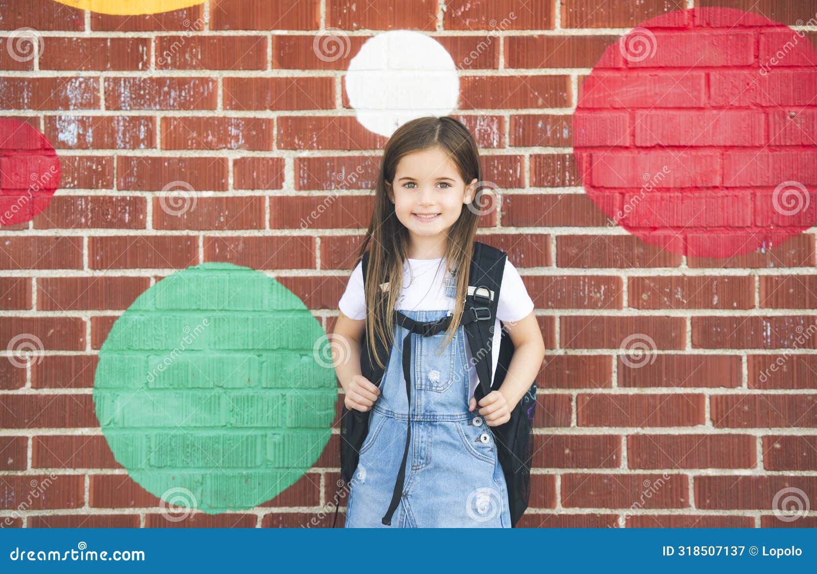 Student Girl Wearing School Backpack Outside of the School Stock Image ...