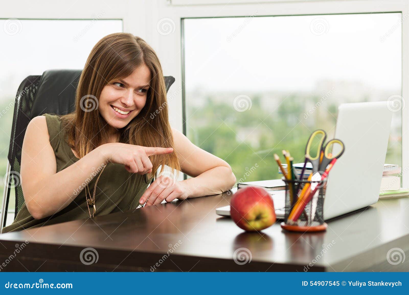 Student Girl Working at the Computer Stock Image - Image of beautiful ...
