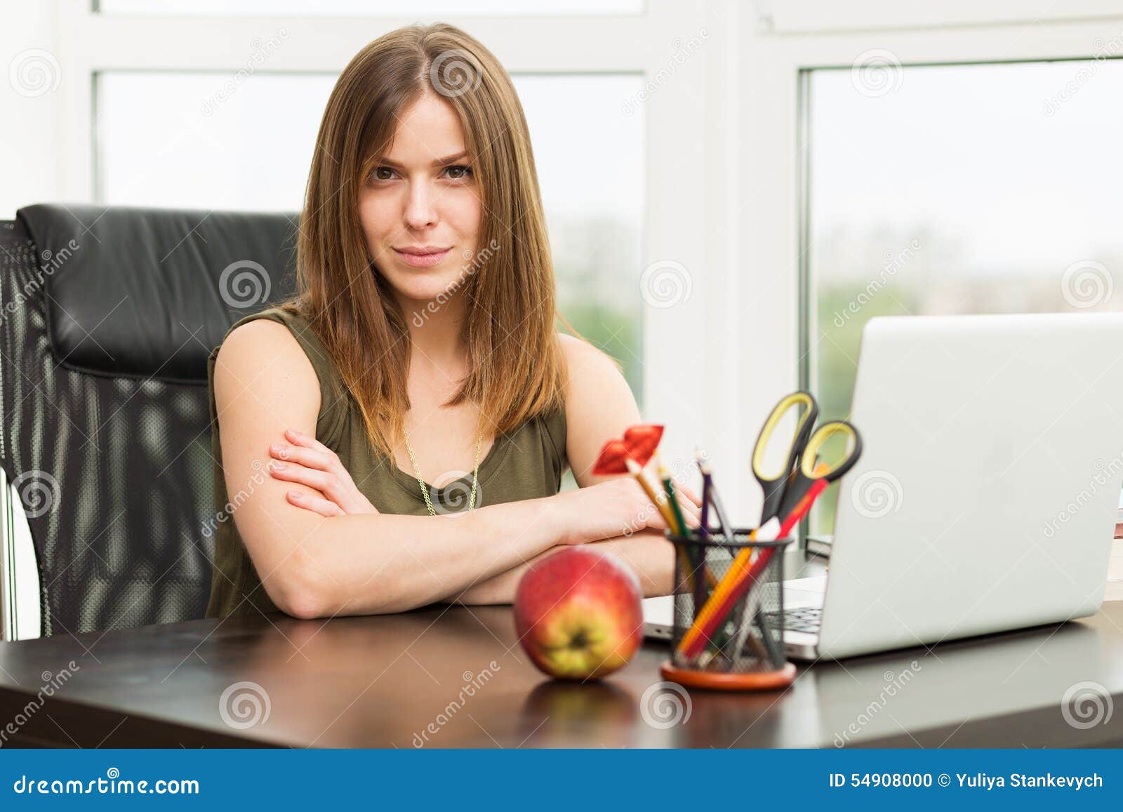 Student Girl Working at the Computer Stock Photo - Image of cheerful ...