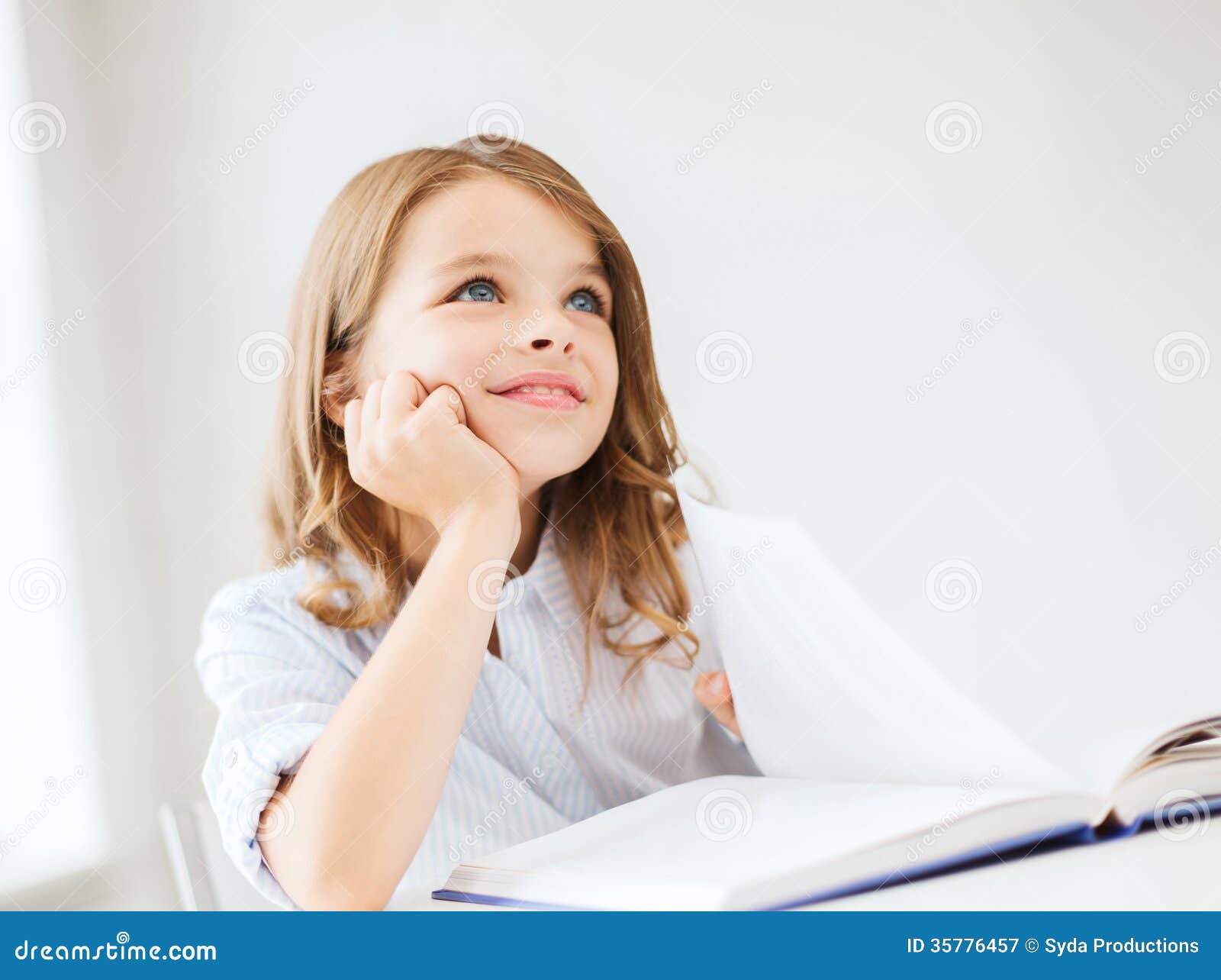 Student Girl Writing in Notebook at School Stock Image - Image of ...
