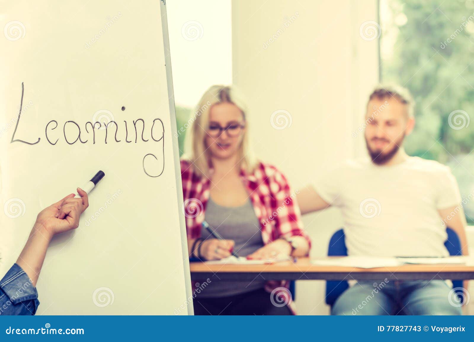 Student Girl Writting Learning Word on Whiteboard Stock Image - Image ...