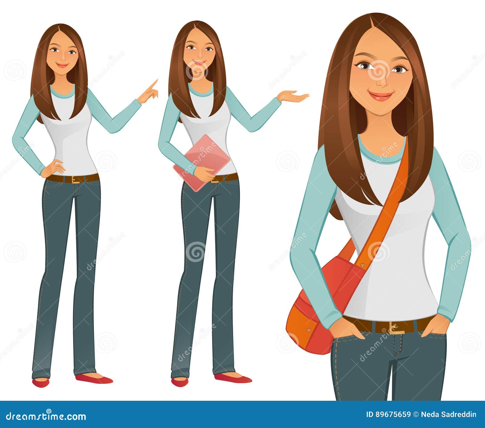 Student Girl stock vector. Illustration of happy, outfit - 89675659