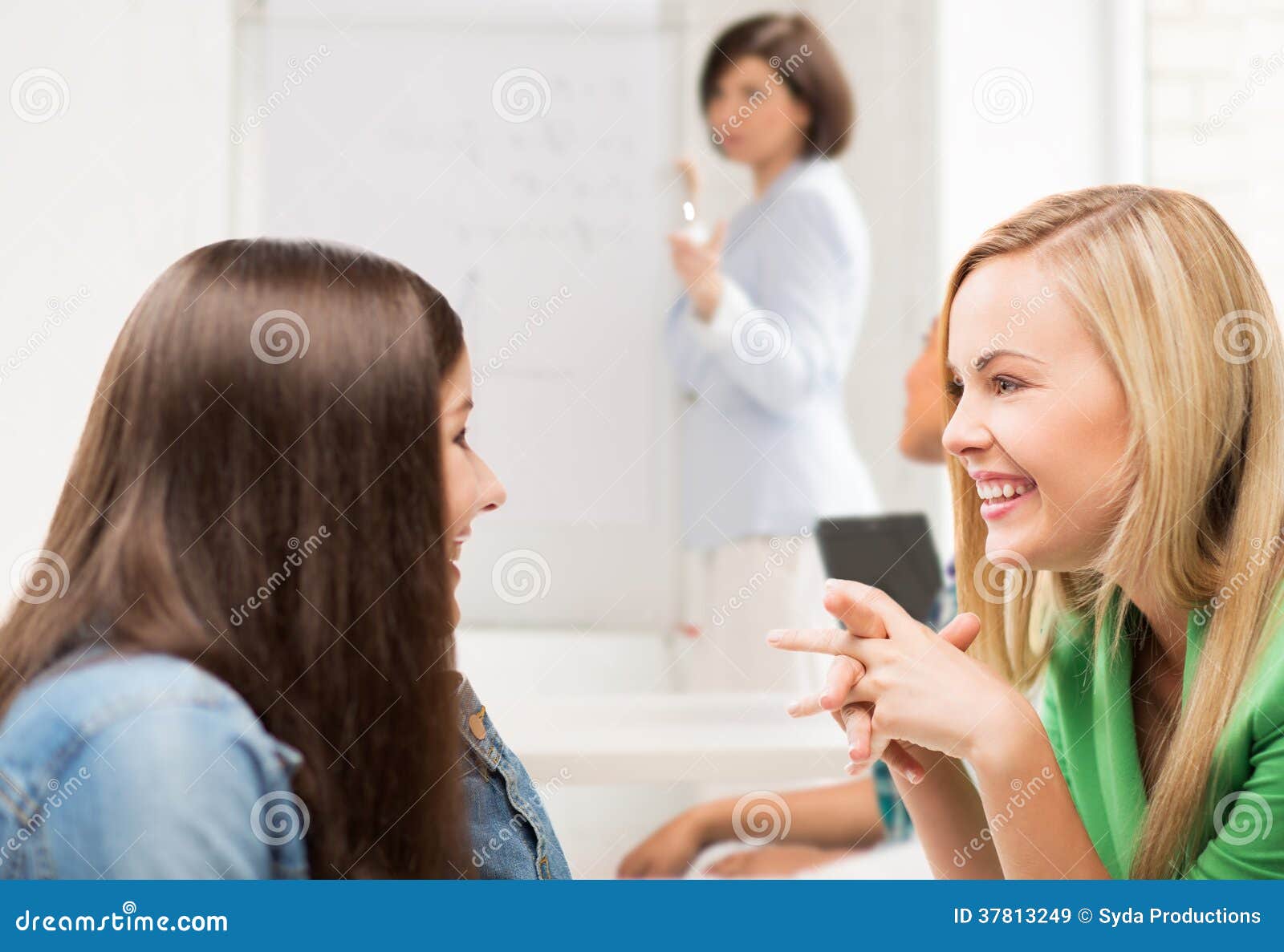 Student Girls Gossiping at School Stock Image - Image of gossiping ...